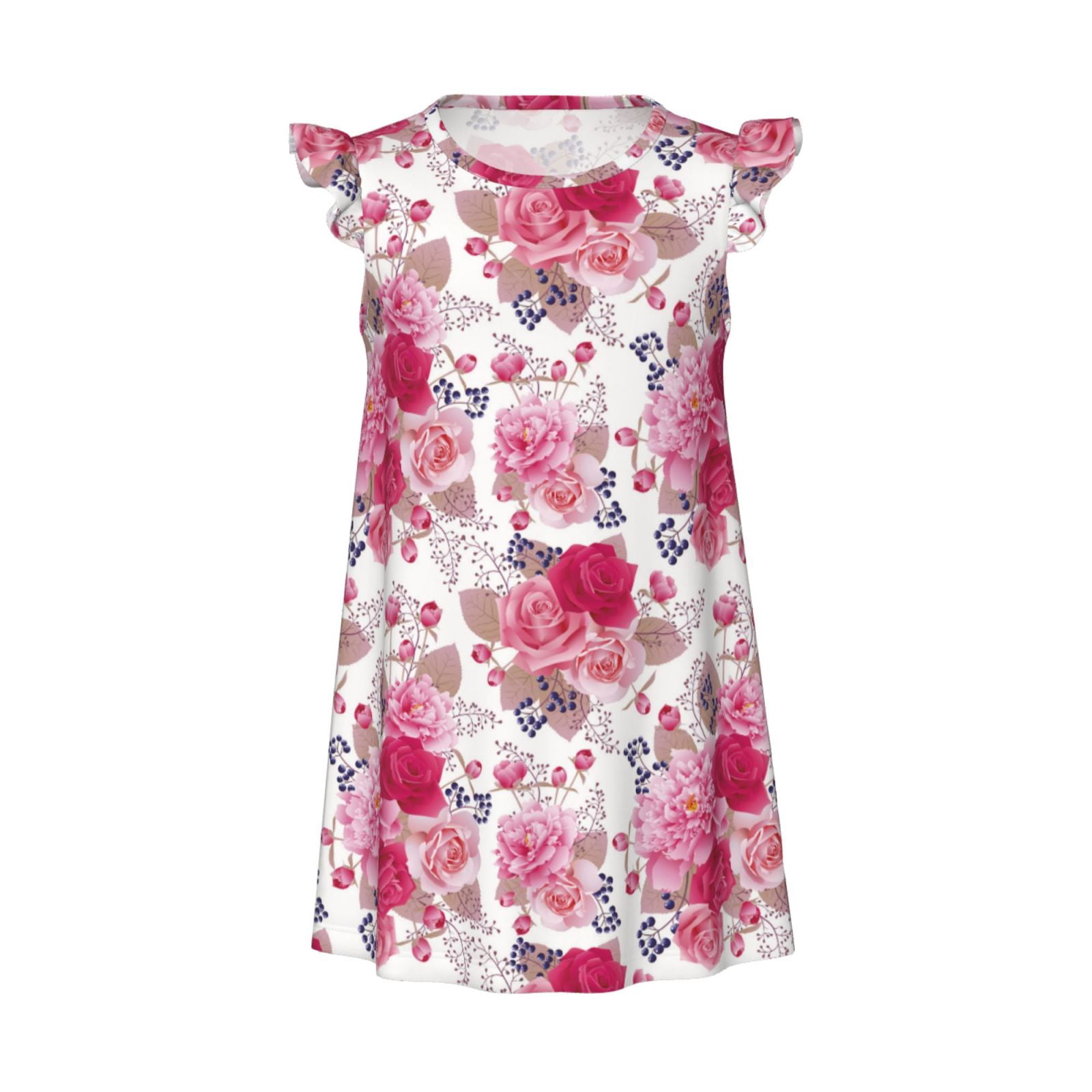 KLL Peonies And Roses Print Girls Nightgowns Pajamas for Girl Sleepwear ...