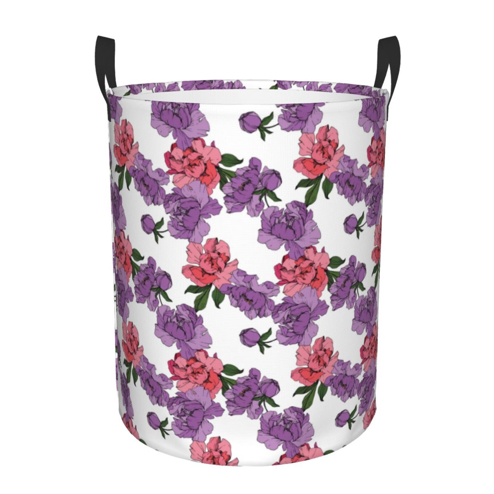 KLL Peonies Waterproof Foldable Laundry Hamper Bucket with Handles for ...
