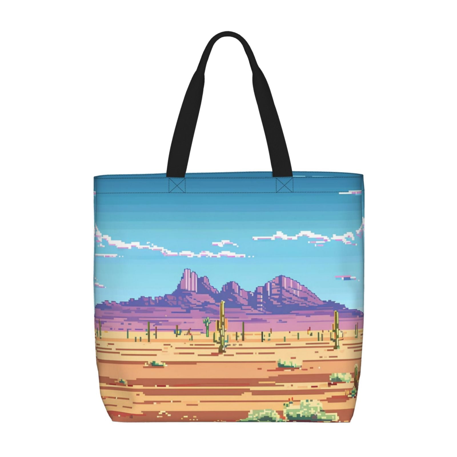 KLL Pixel Desert Landscape Pattern Aesthetic Tote Bag for Women Beach ...