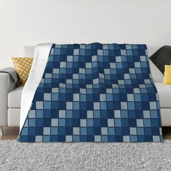KLL Pixel Grid Print Fleece Throw Blanket, Horizontal Fleece Bedding Cute Soft Blankets Comfy ...