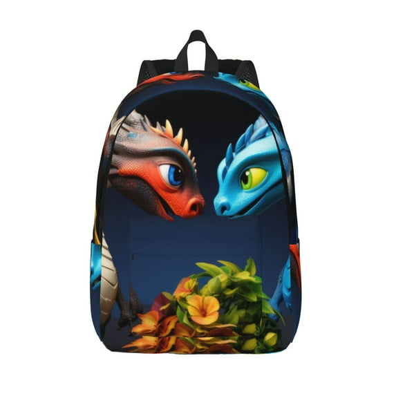 KLL Playful Colorful Dragons Flowers Print Travel Laptop Backpack ...