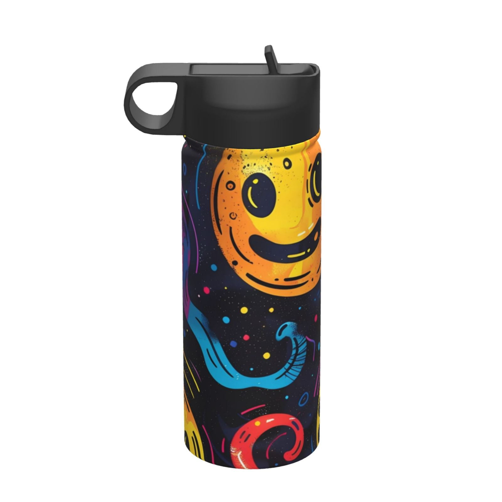 KLL Playful Ghosts Night Sky Pattern 18OZ Water Bottle With Straw ...