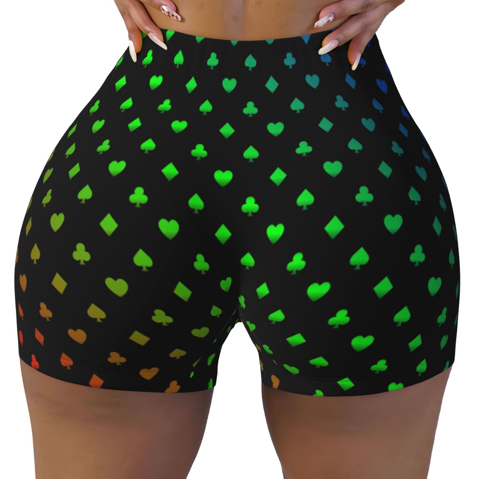 KLL Poker Shapes Pattern Workout Shorts for Women Scrunch Short Gym ...