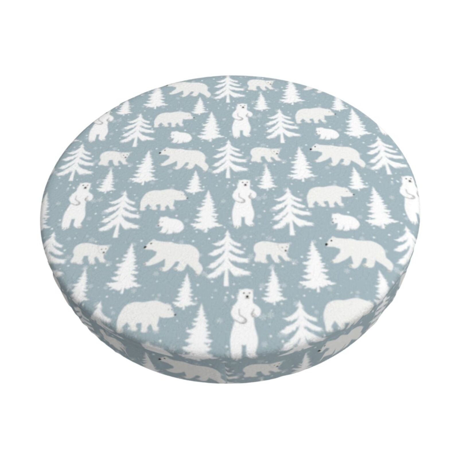 KLL Polar Bears And Snowy Winter Round Bar Chair Cushion Cover 13 inch ...