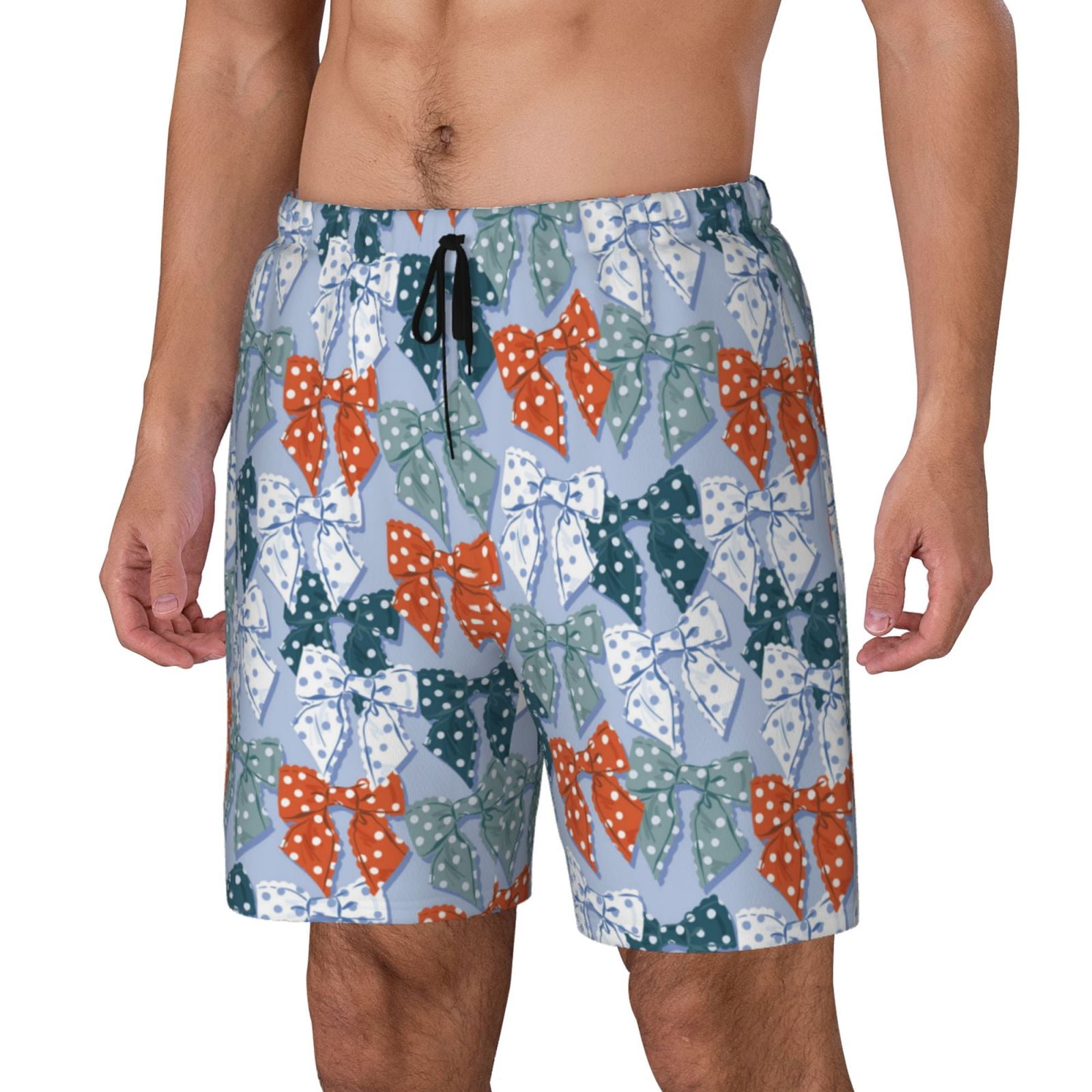 KLL Polka dot bow for Mens Swim Trunks Quick Dry Swim Shorts with Built ...
