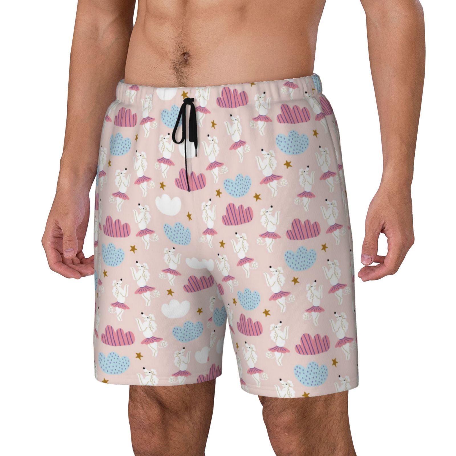 KLL Poodle In Ballet Skirts Dancing for Mens Swim Trunks Quick Dry Swim ...