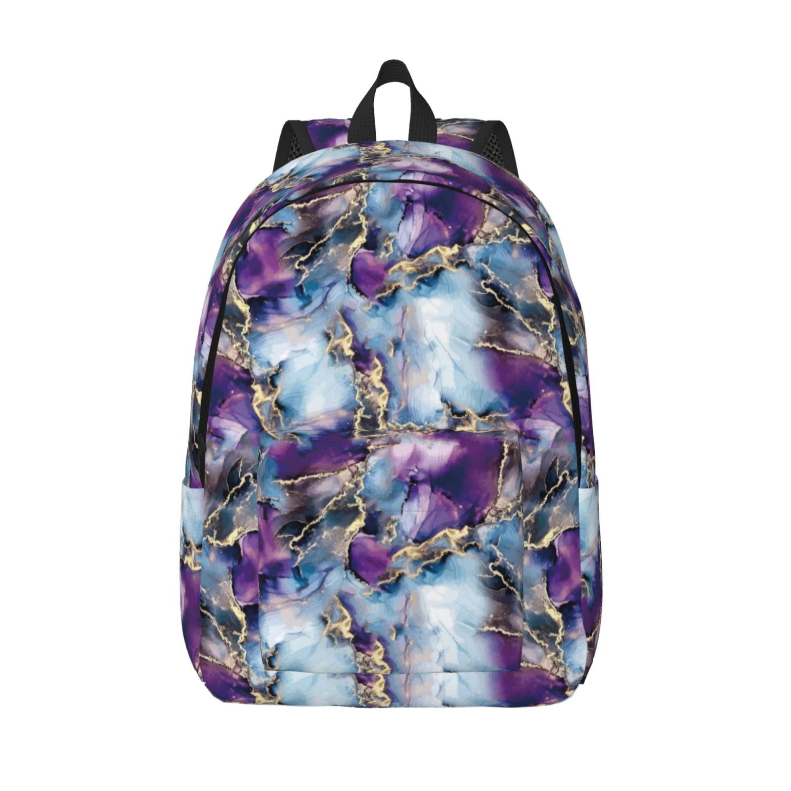 KLL Purple Marble Texture Print Travel Laptop Backpack - College ...