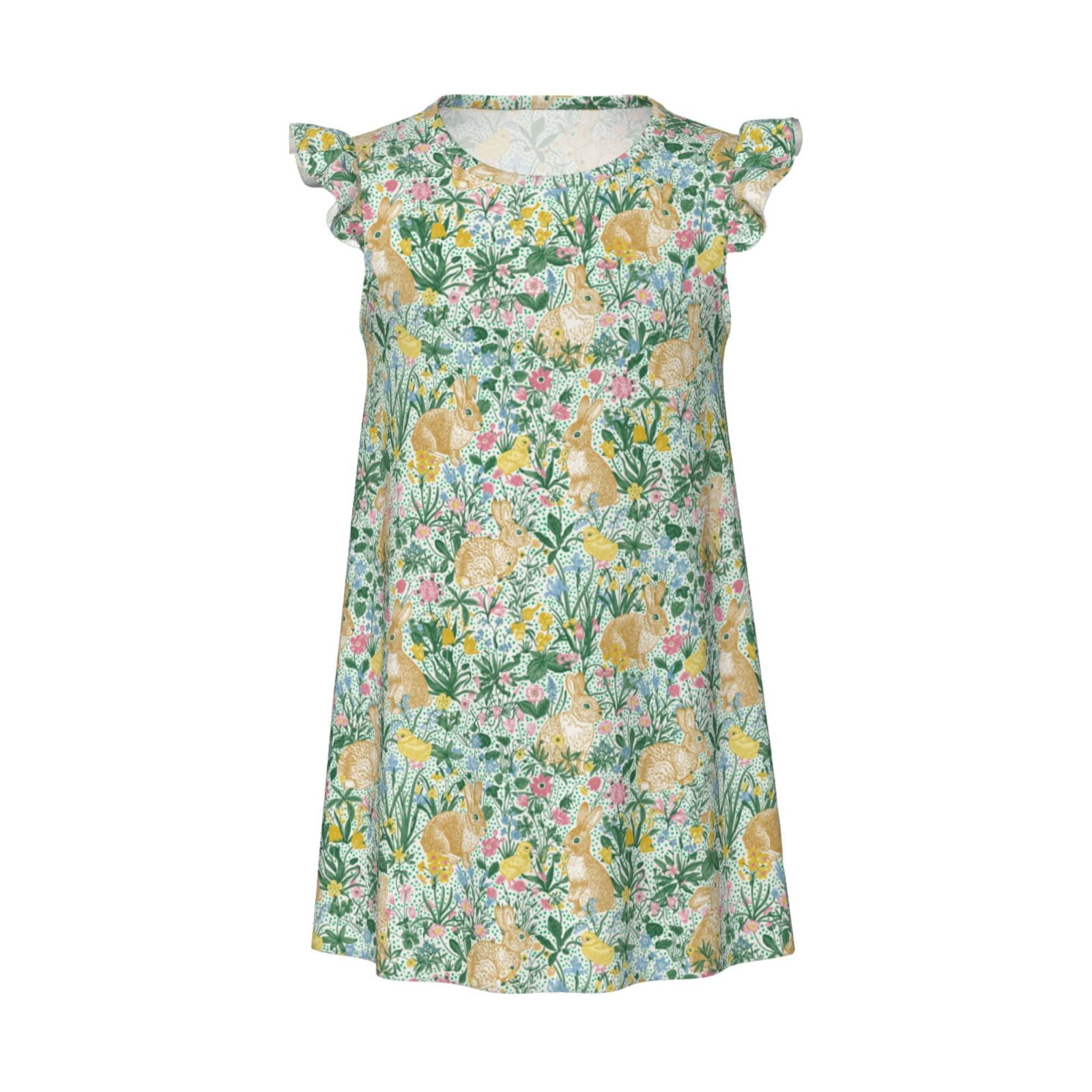 Kll Rabbit And Chick Print Girls Nightgowns Pajamas For Girl Sleepwear