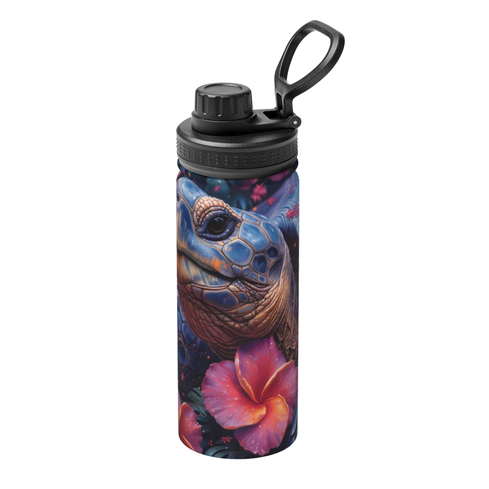 KLL Realistic Flower Turtle Pattern 18oz Insulated Water Bottle ...