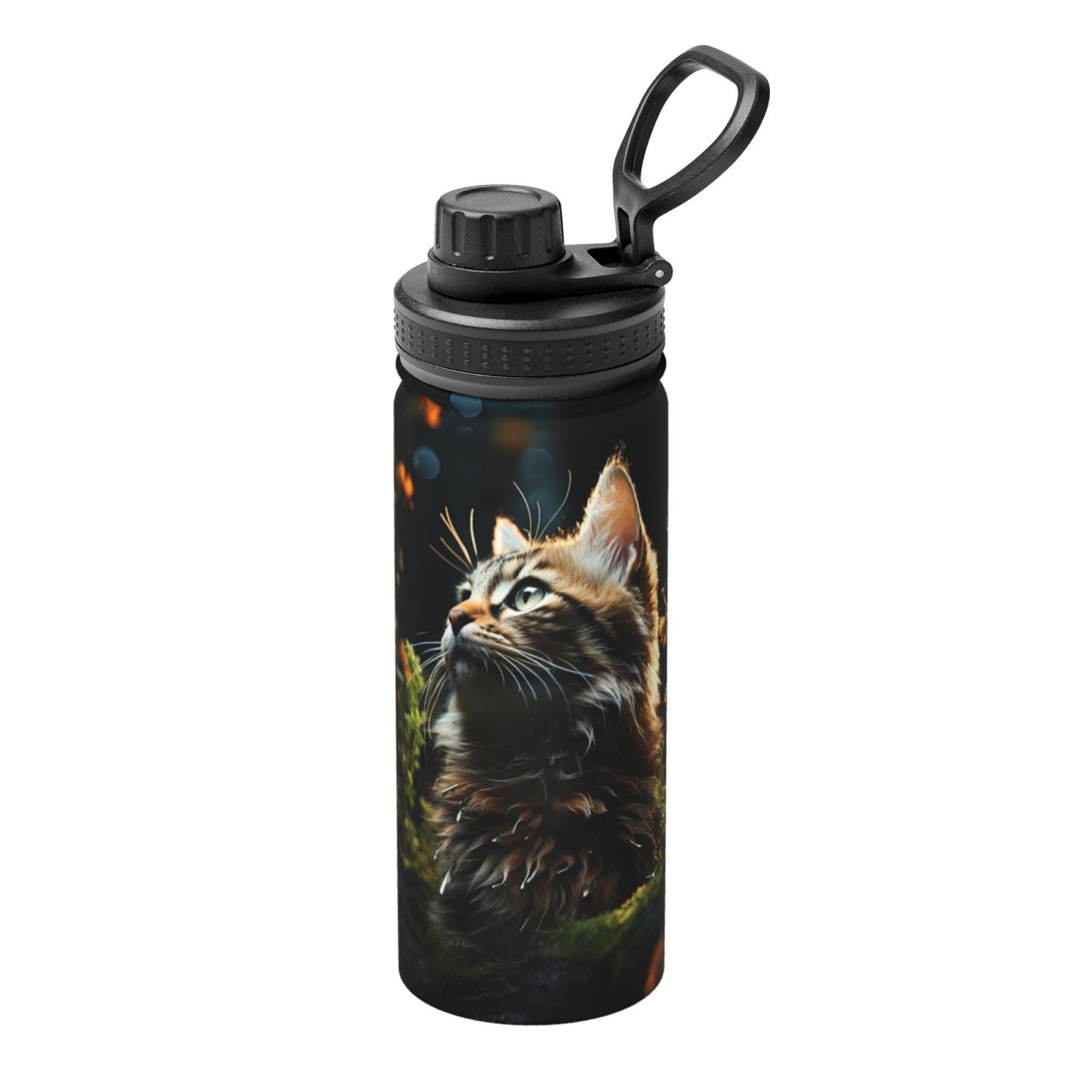 KLL Realistic Style Cute Cat Pattern 18oz Insulated Water Bottle ...