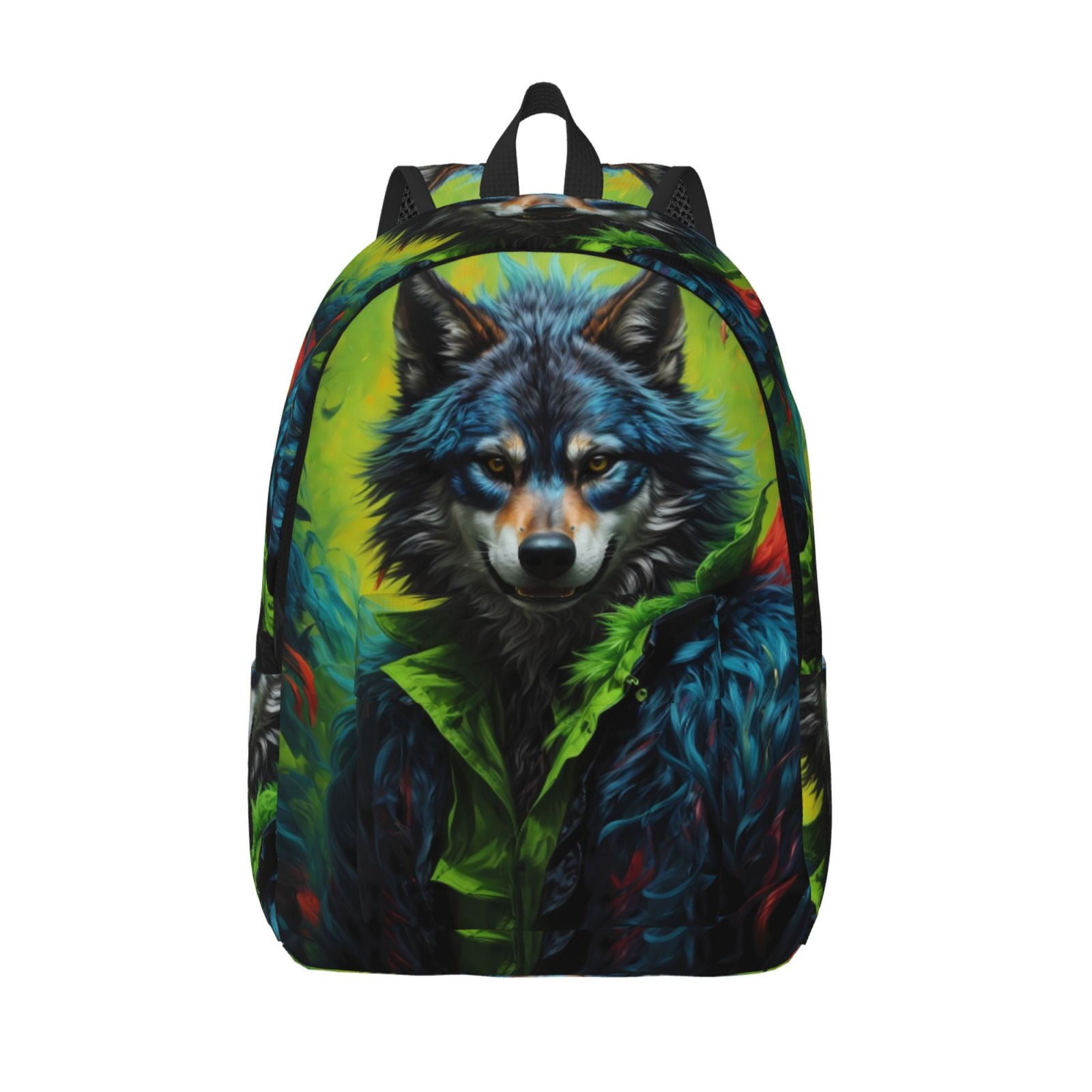 KLL Realistic Style Wolf Warrior Print Travel Laptop Backpack - College ...