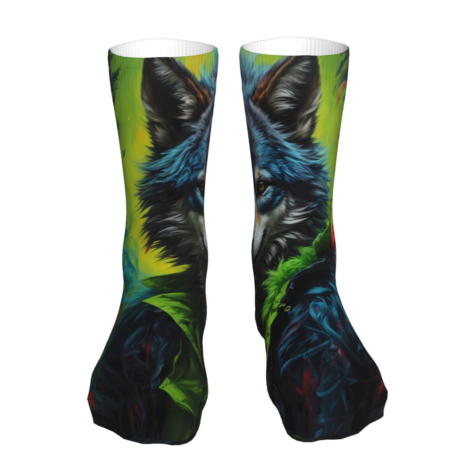 KLL Realistic Style Wolf Warrior Print Womens Crew Socks Athletic ...