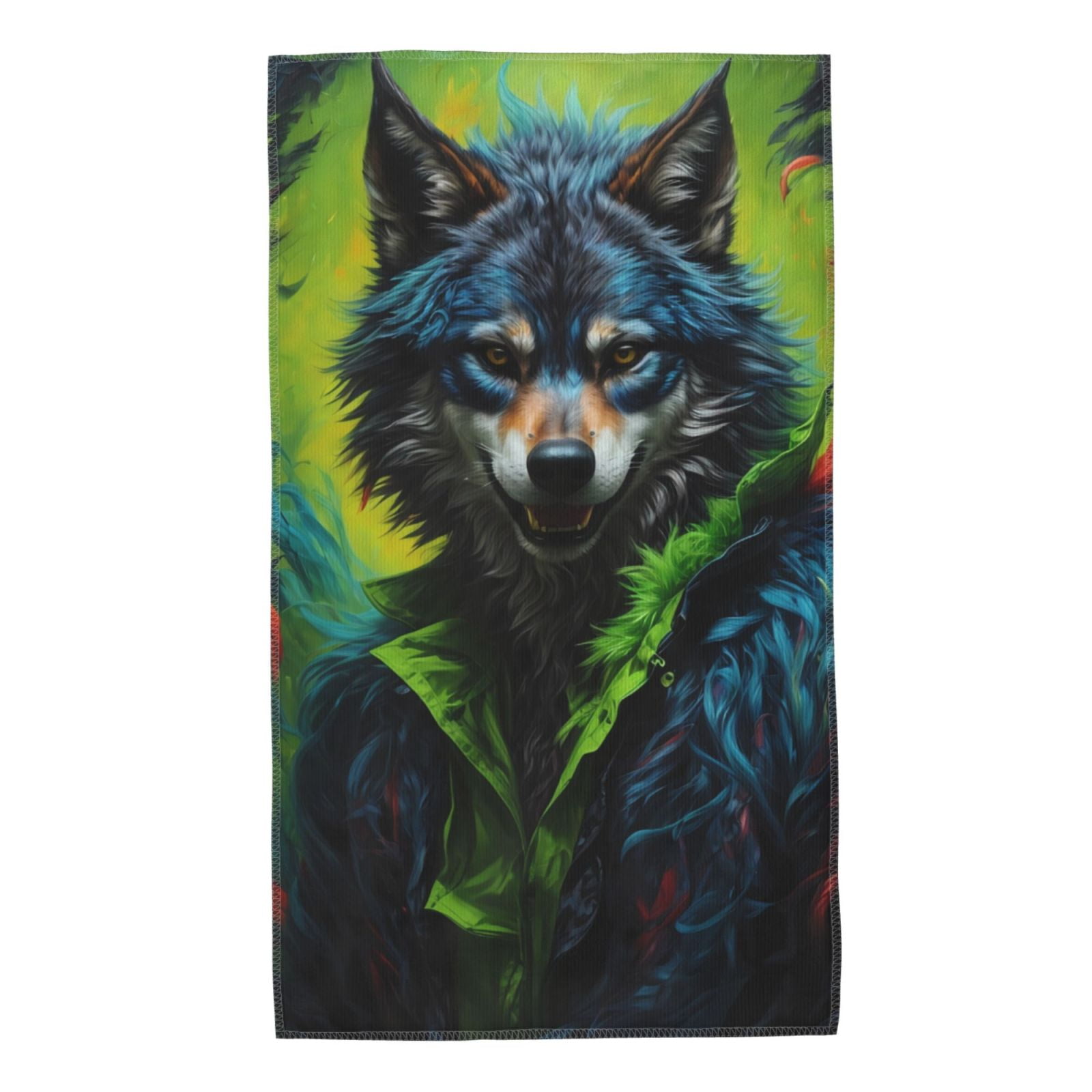 KLL Realistic Style Wolf Warrior Ultra Absorbent & Soft Hand Towels for ...