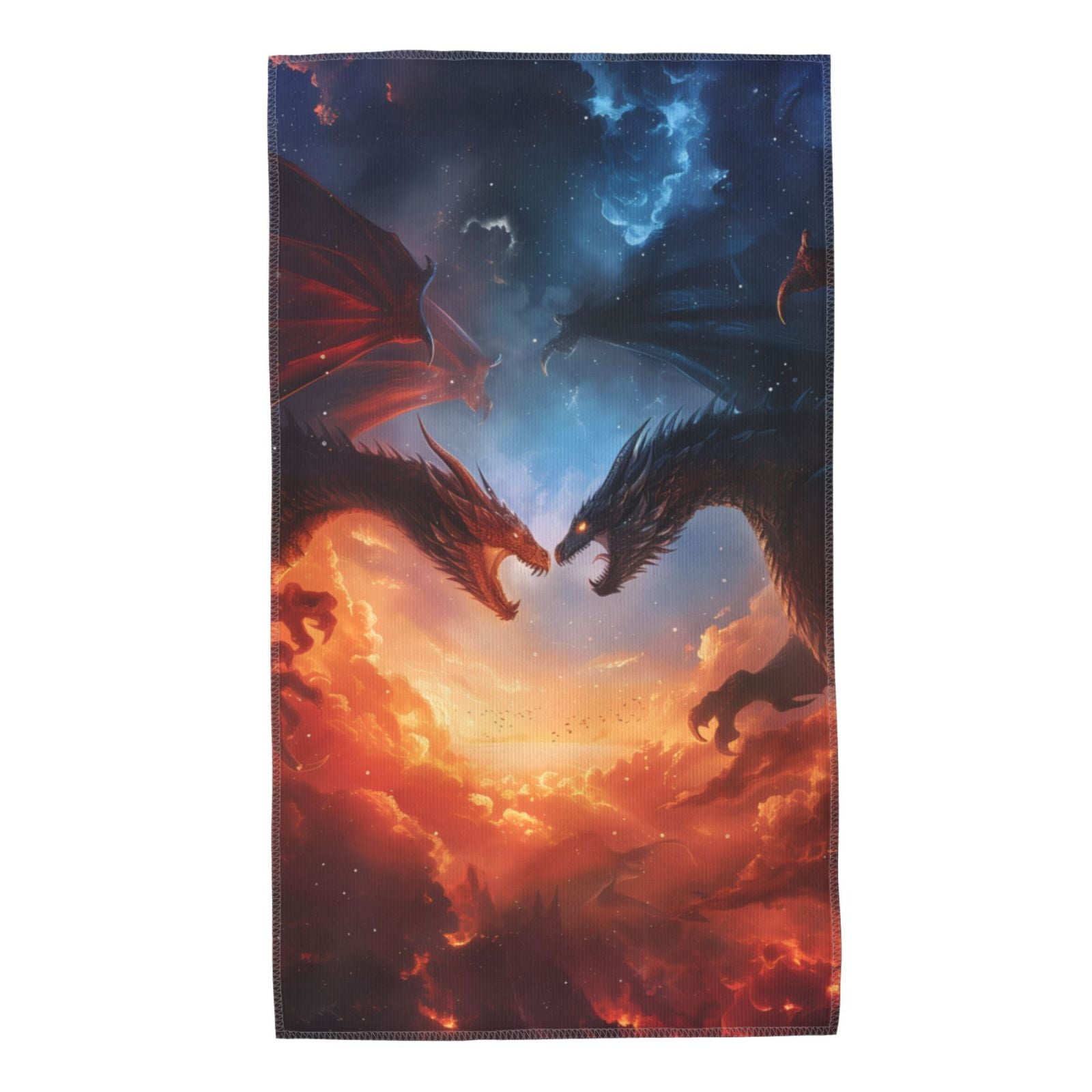 KLL Red And Blue Fire Cloud Dragon Ultra Absorbent & Soft Hand Towels ...