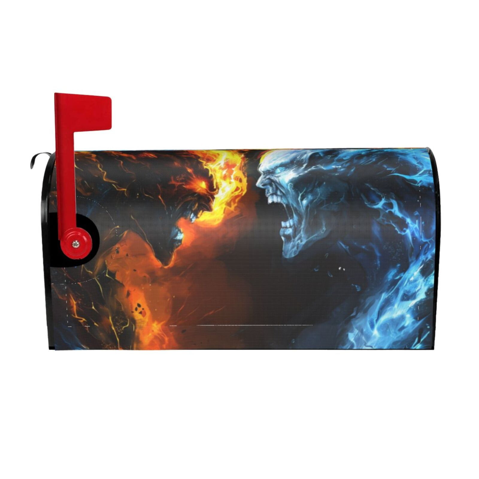 KLL Red And Blue Fire Skull Warrior Pattern Mailbox Covers,Magnetic ...