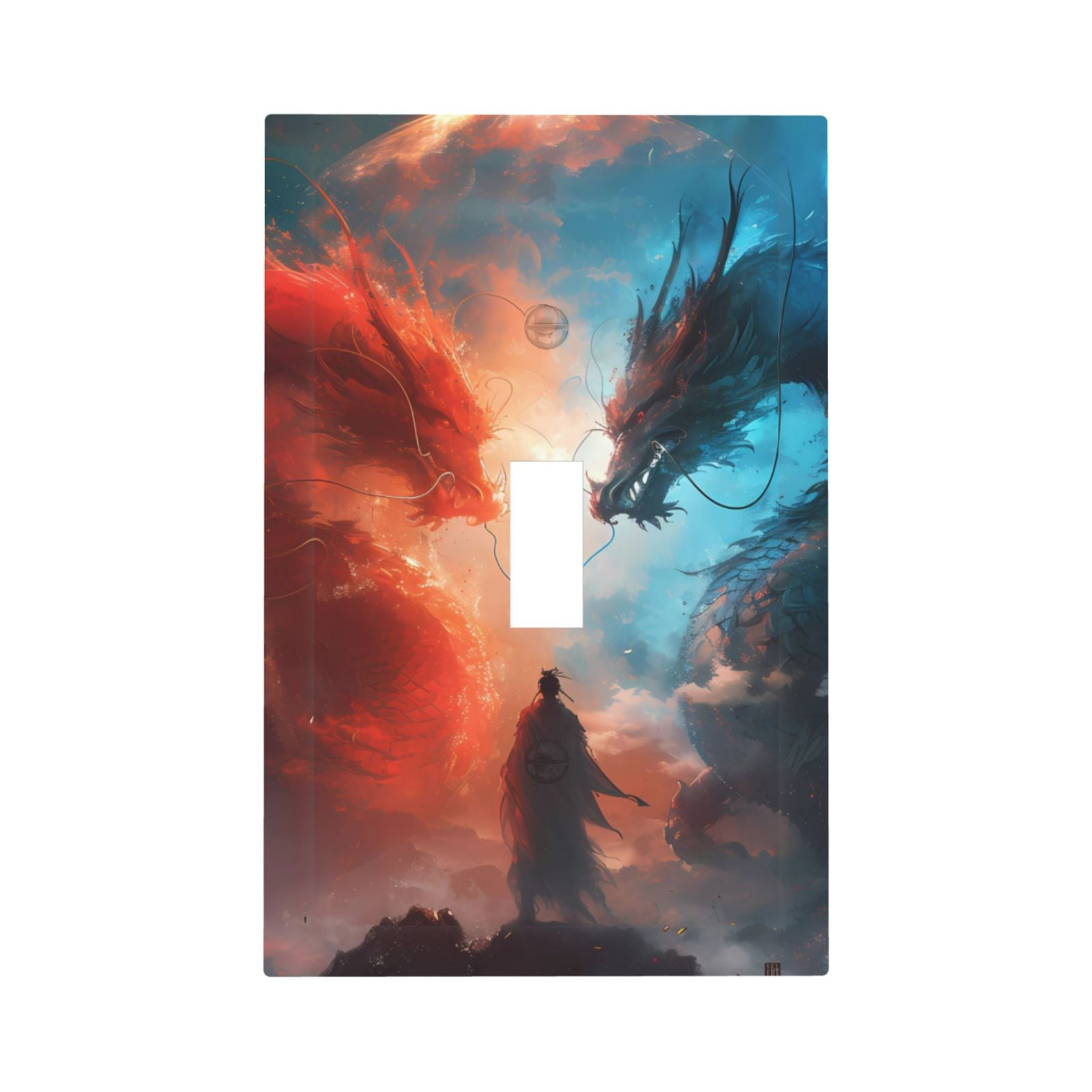 KLL Red And Blue Sky Dragon Pattern Electrical Outlet Covers, 3" x 5" 1 ...