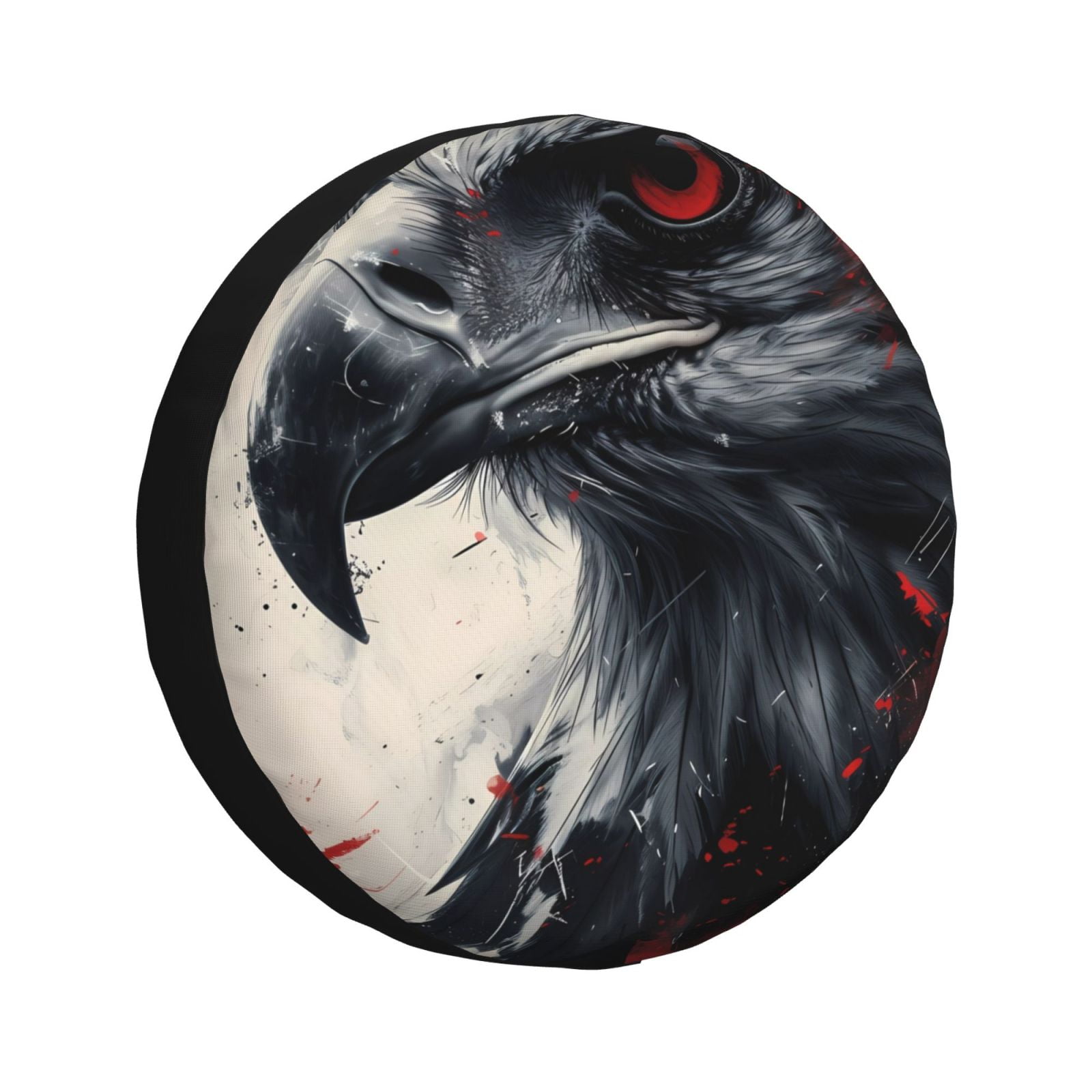KLL Red Black Ink Style Bald Eagle Pattern 14-17 inch Spare Tire Cover ...