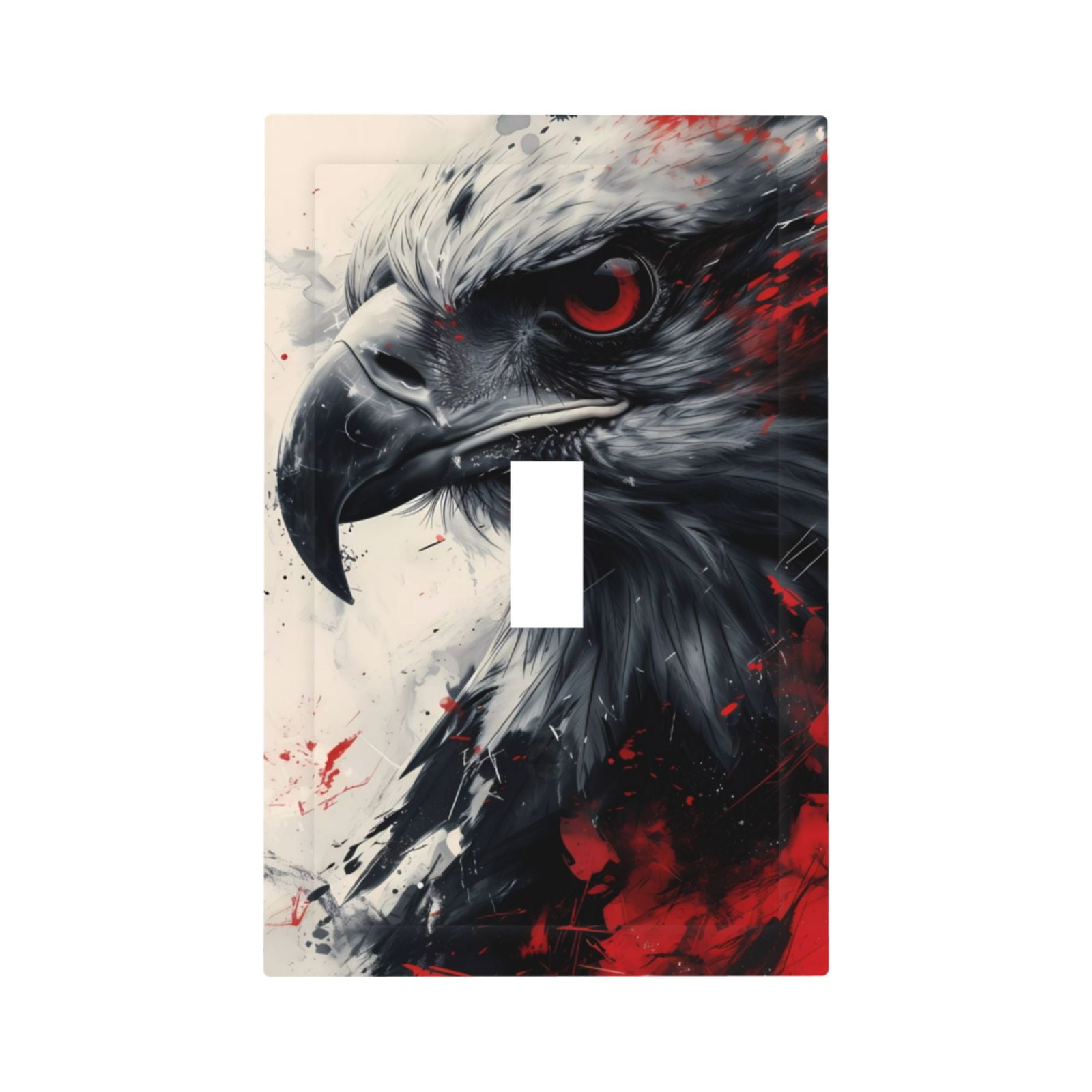 KLL Red Black Ink Style Bald Eagle Pattern Electrical Outlet Covers, 3 ...