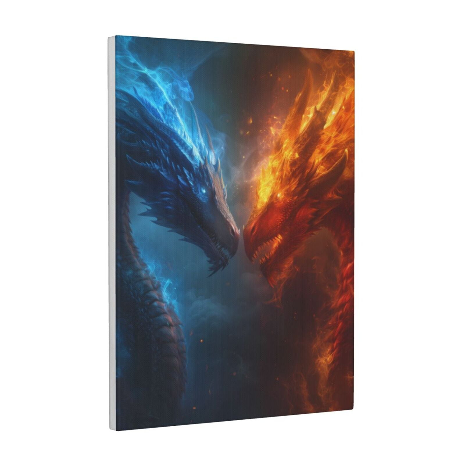 KLL Red And Blue Fire Dragon E Print Farmhouse Canvas Wall Art,Wall ...