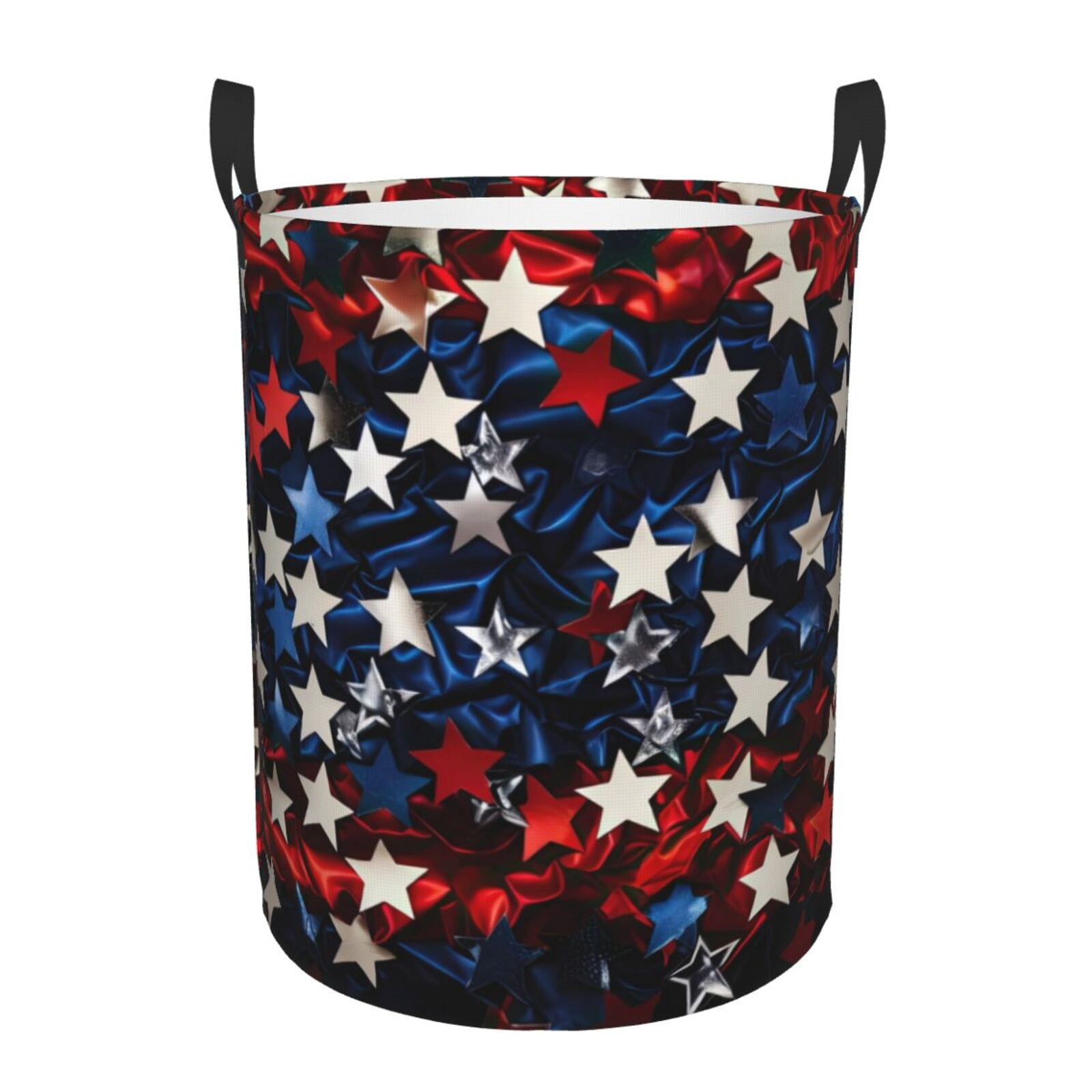 KLL Red Blue White Stars Waterproof Foldable Laundry Hamper Bucket with ...