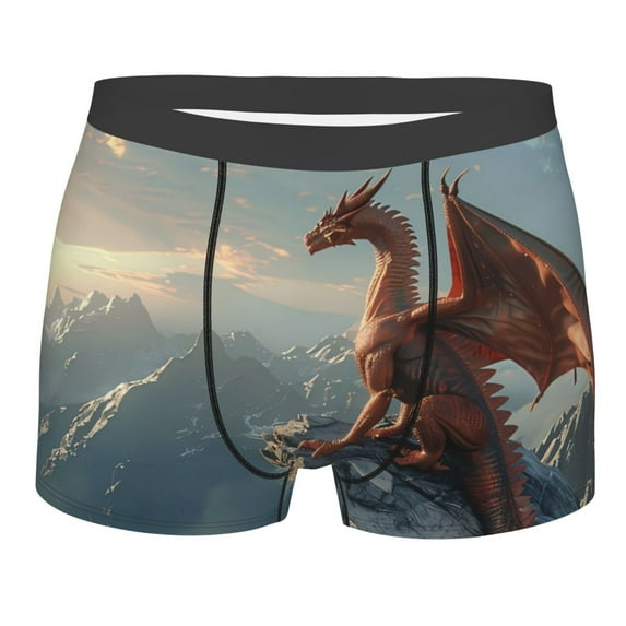 KLL Red Dragon Mountain Sunrise Men's Cotton Boxer Briefs Underwear ...