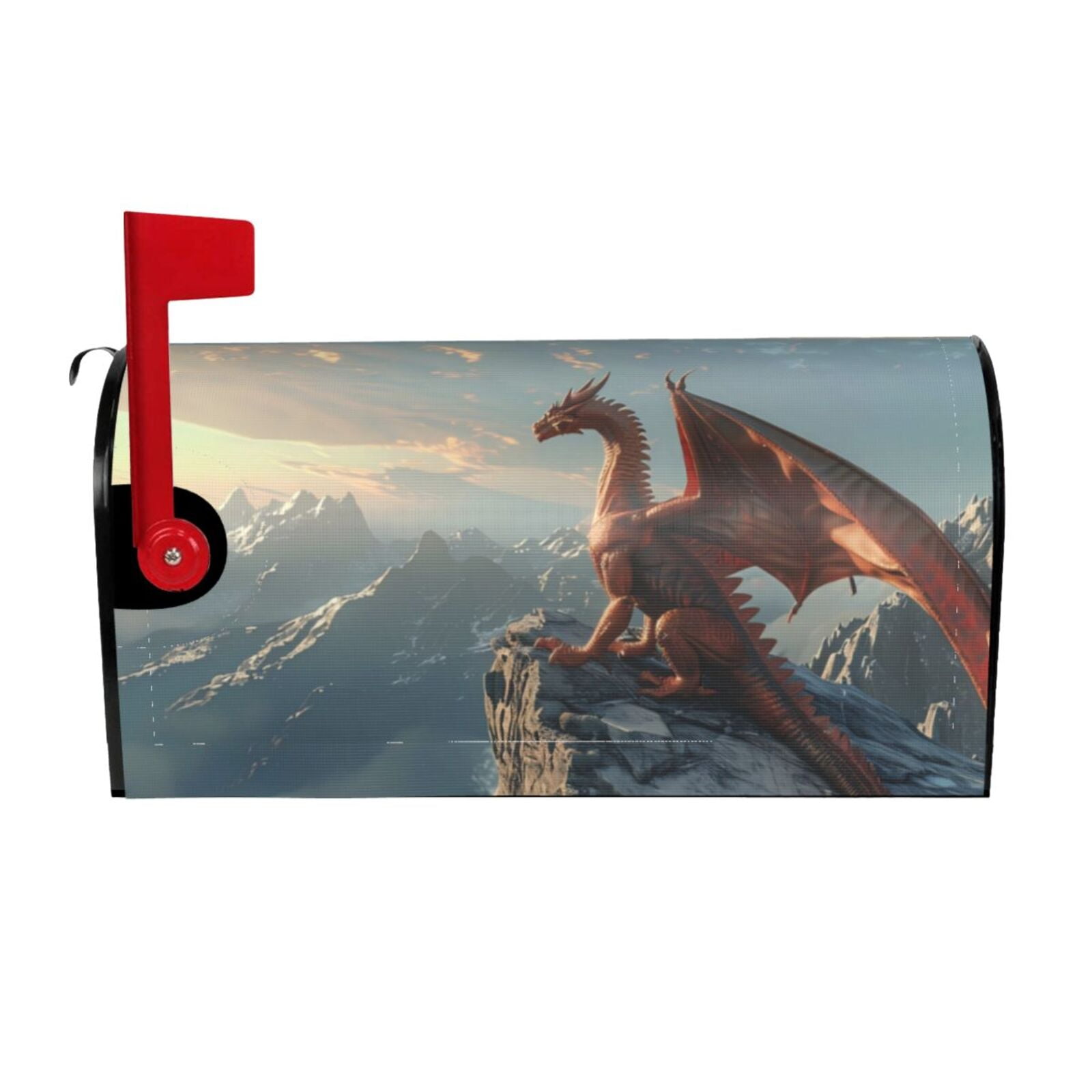 KLL Red Dragon Mountain Sunrise Pattern Mailbox Covers,Magnetic Mailbox ...