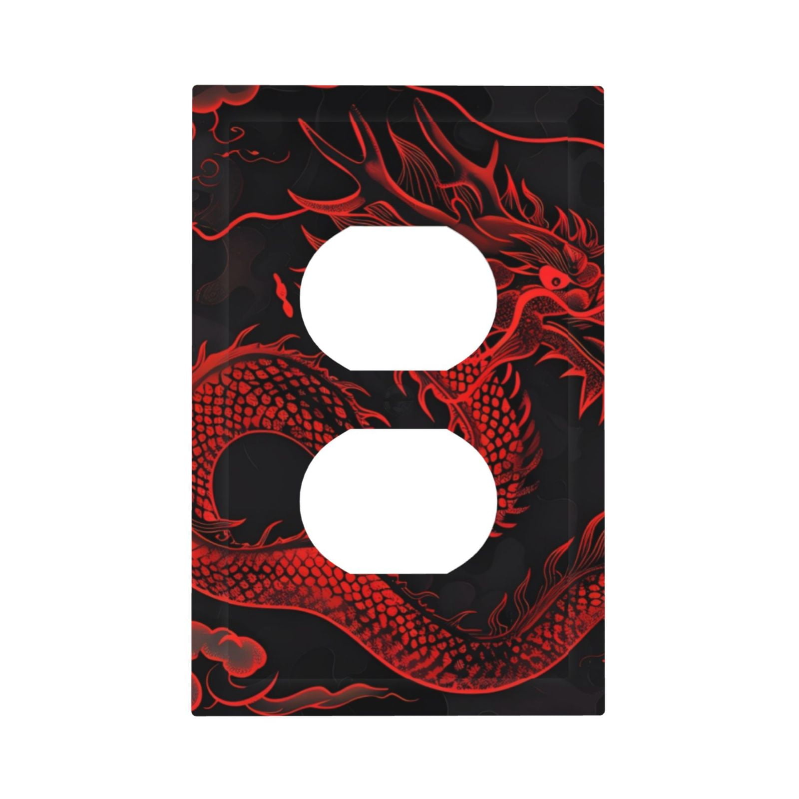 KLL Red Dragon On Black Pattern Electrical Outlet Covers, 3" x 5" 1 ...