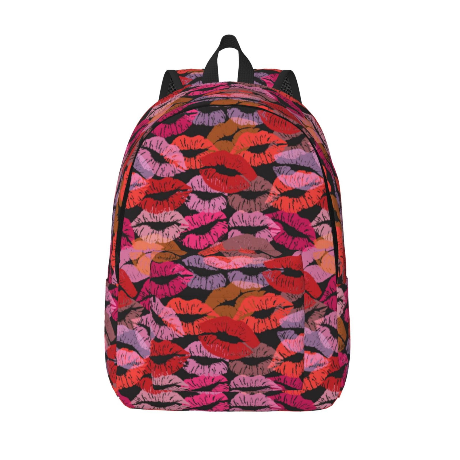 KLL Red Lips Kissing Print Travel Laptop Backpack - College Backpack ...