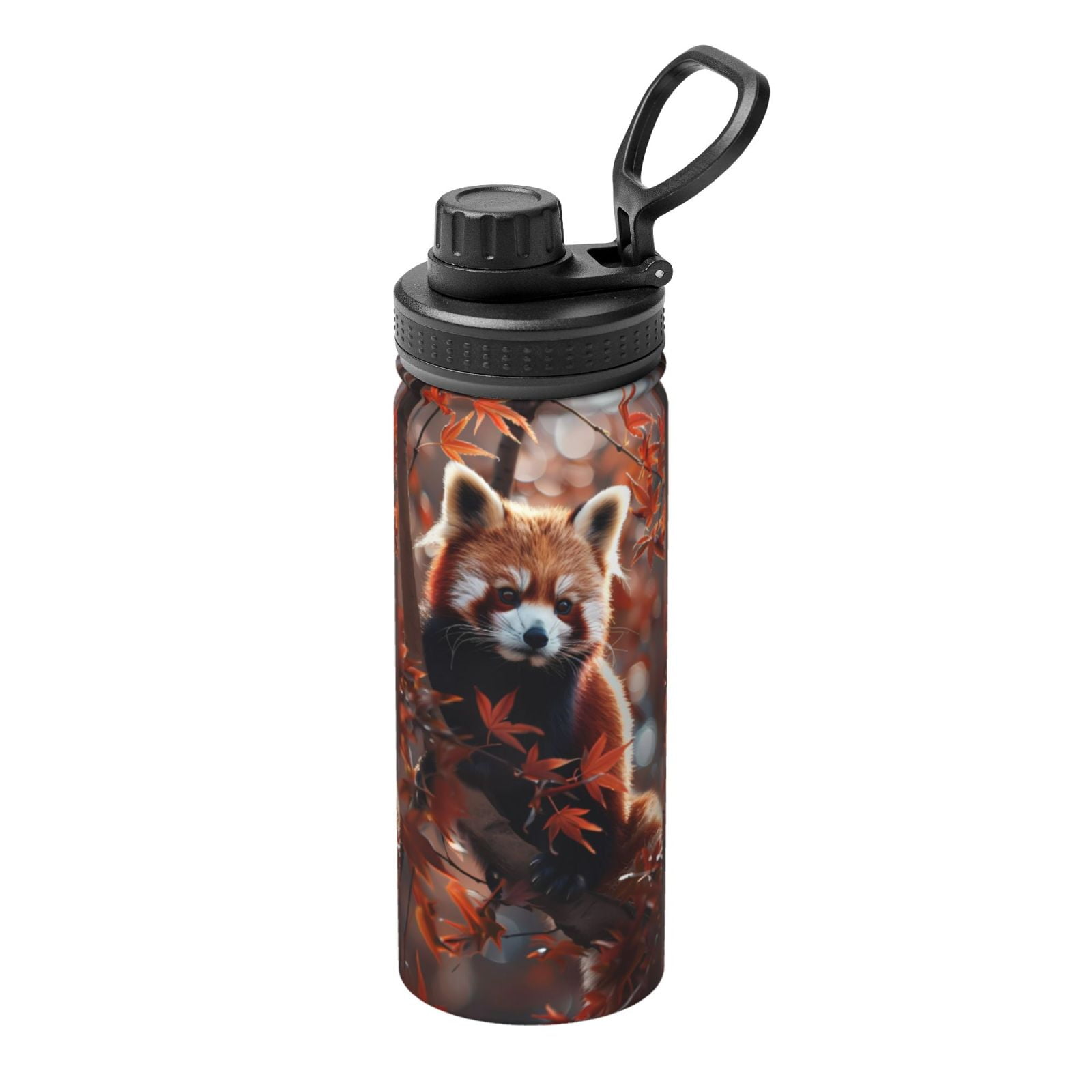 KLL Red Panda Autumn Branches Pattern 18oz Insulated Water Bottle ...