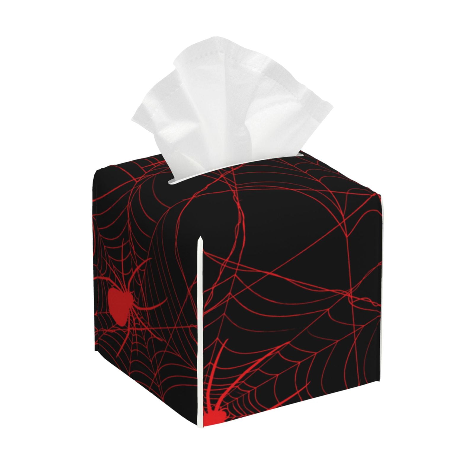 KLL Red Spider On The Web Print Tissue Box Cover,Leather Tissue Holder ...