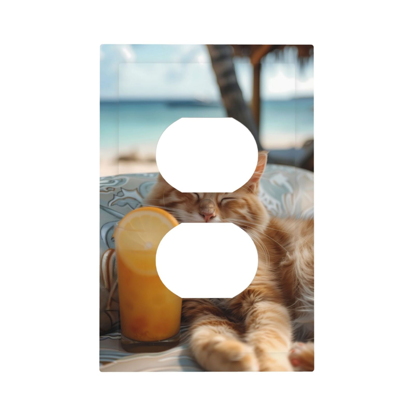 KLL Relaxing Cat With Orange Juice Pattern Electrical Outlet Covers, 3 ...