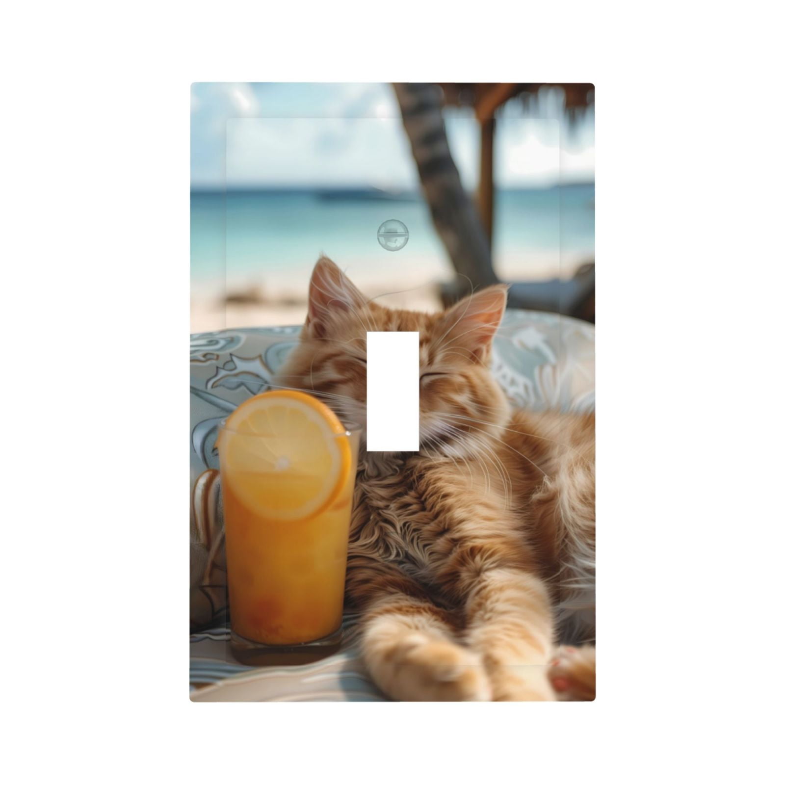 KLL Relaxing Cat With Orange Juice Pattern Electrical Outlet Covers, 3 ...