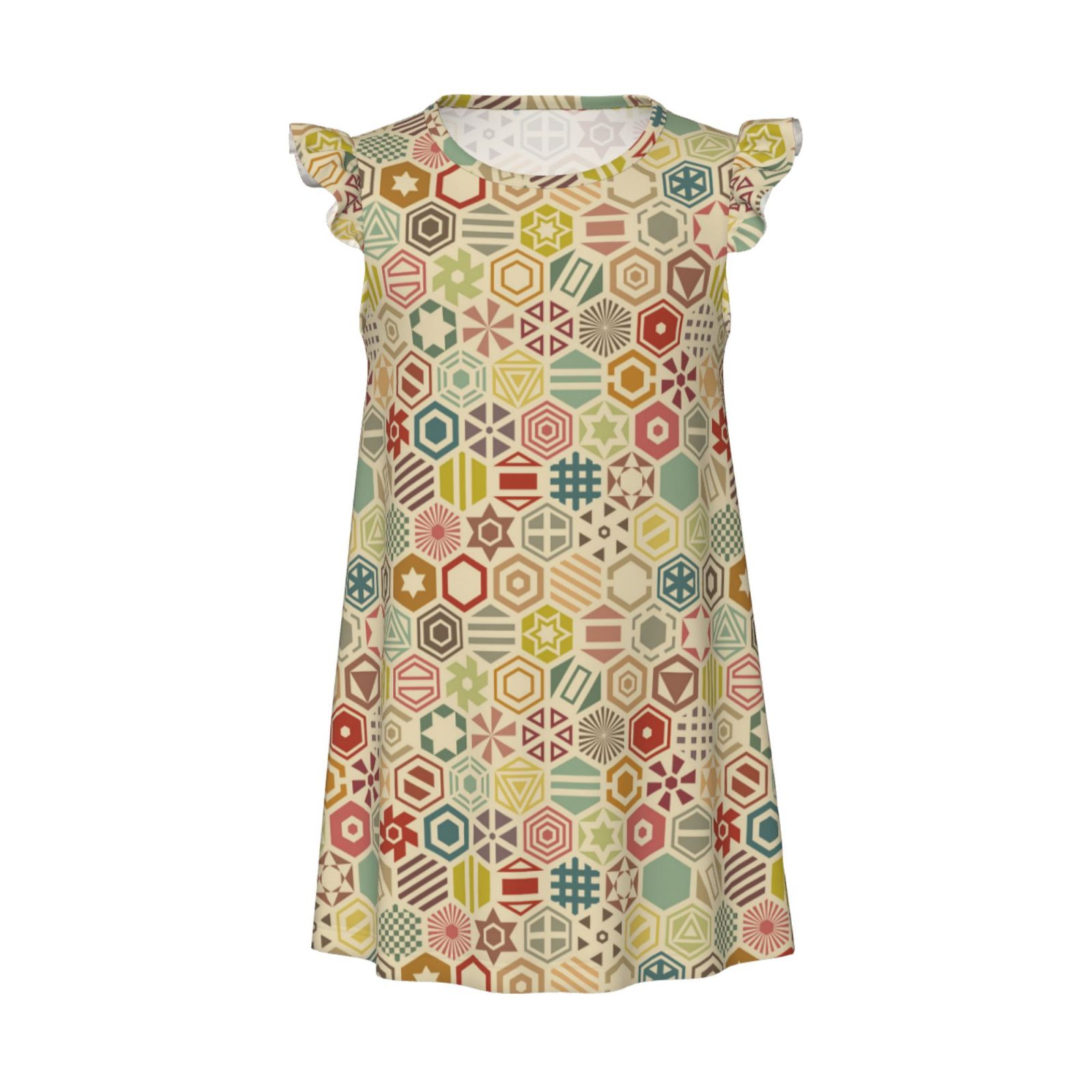 KLL Retro Geometry Print Girls Nightgowns Pajamas for Girl Sleepwear ...