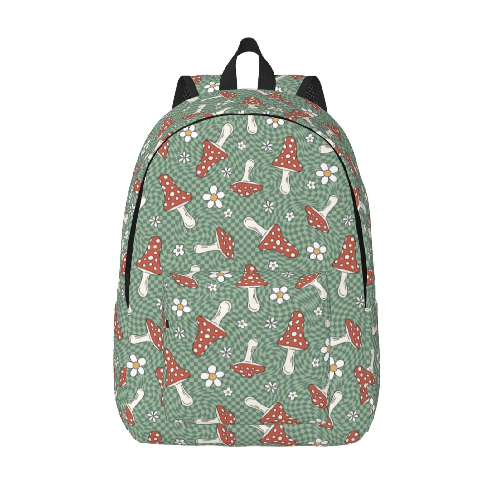 KLL Retro Hippie Groovy Mushroom Print Travel Laptop Backpack - College ...