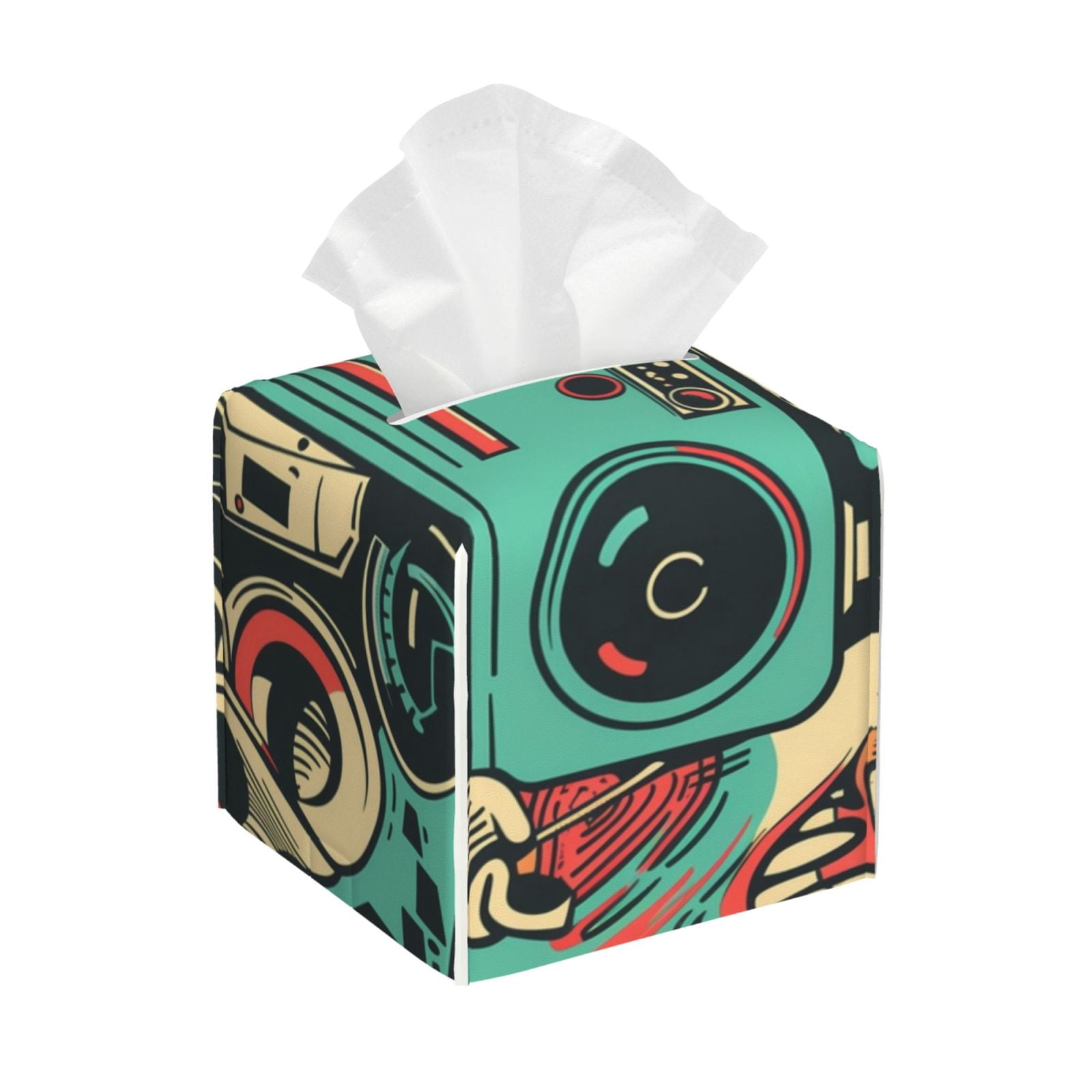 KLL Retro Pop Art Collage Print Tissue Box Cover,Leather Tissue Holder ...