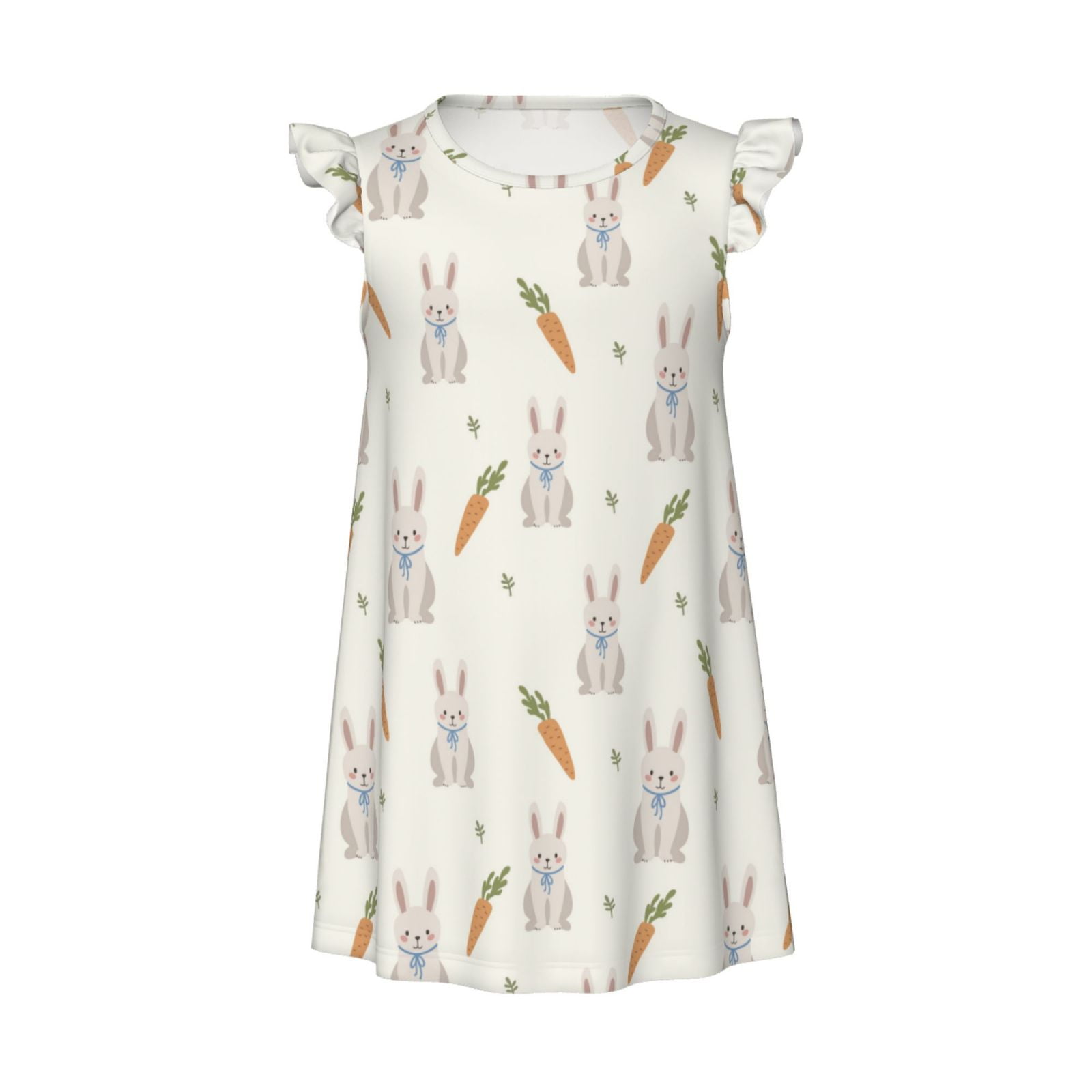 KLL Retro Rabbit Print Girls Nightgowns Pajamas for Girl Sleepwear ...