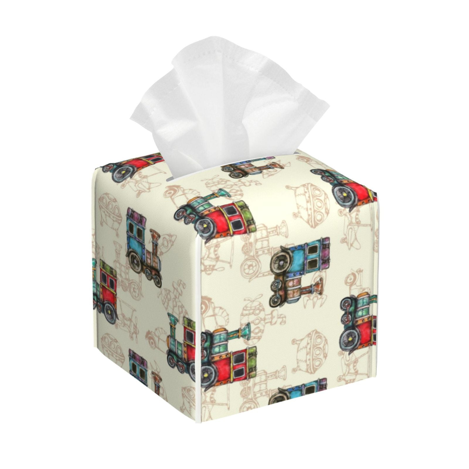 KLL Retro Steampunk Vehicle Print Tissue Box Cover,Leather Tissue ...
