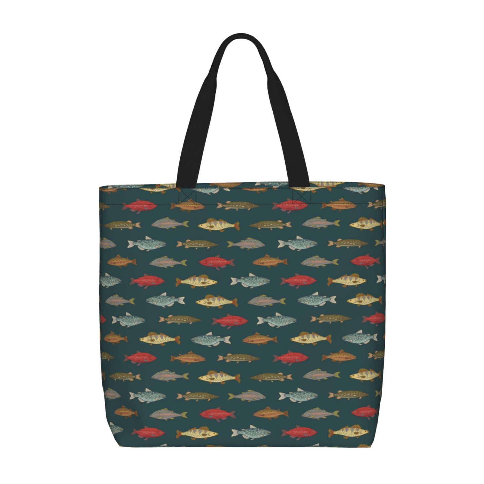 KLL River Freshwater Fish Pattern Aesthetic Tote Bag for Women Beach ...