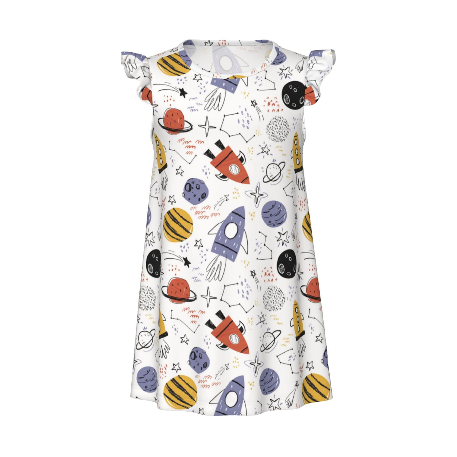 KLL Rocket Planets Print Girls Nightgowns Pajamas for Girl Sleepwear ...