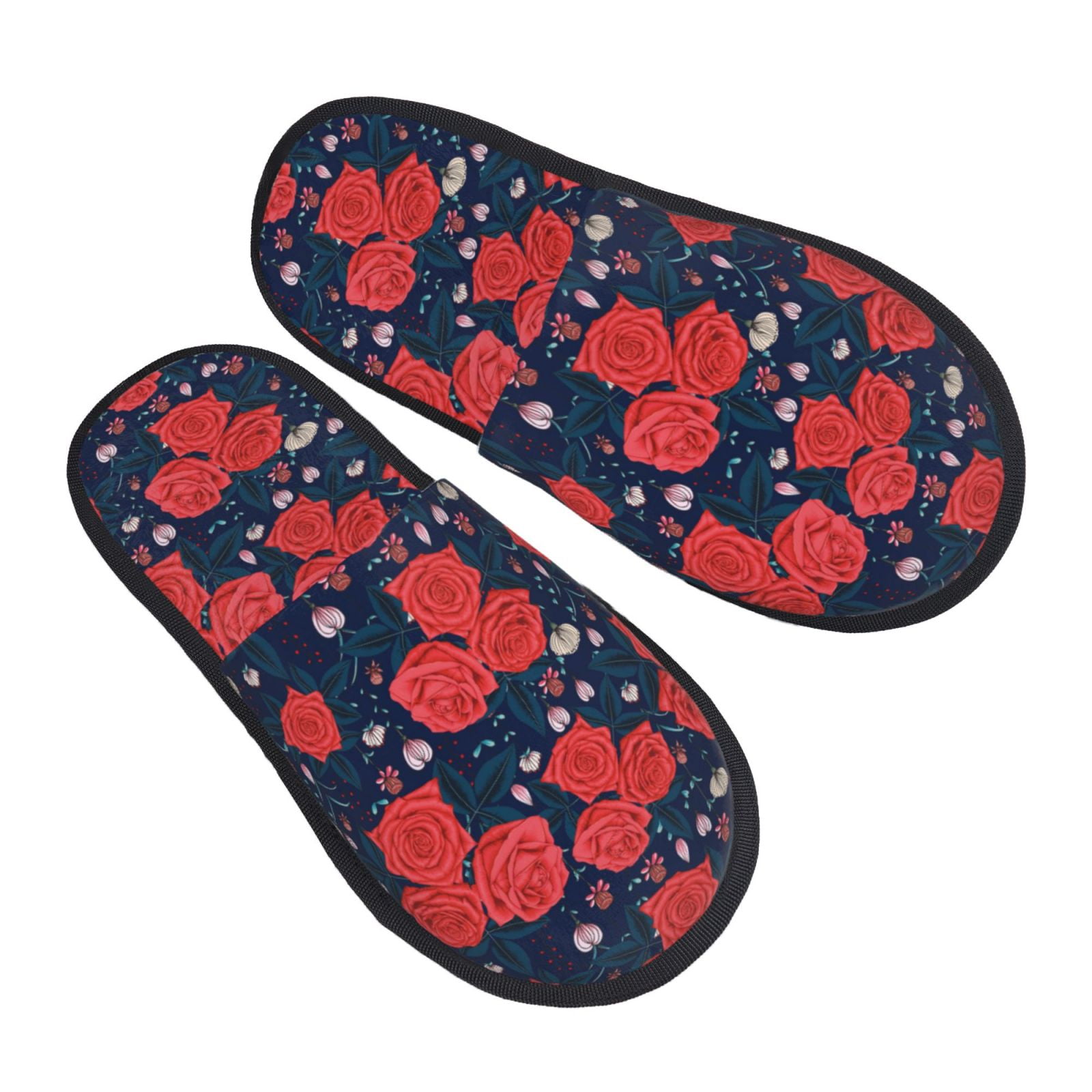 KLL Rose Flower Slippers for Women Men House Slip on Indoor Outdoor ...