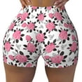 KLL Rose Flowers Pattern Workout Shorts for Women Scrunch Short Gym Yoga Running Sport Active ...