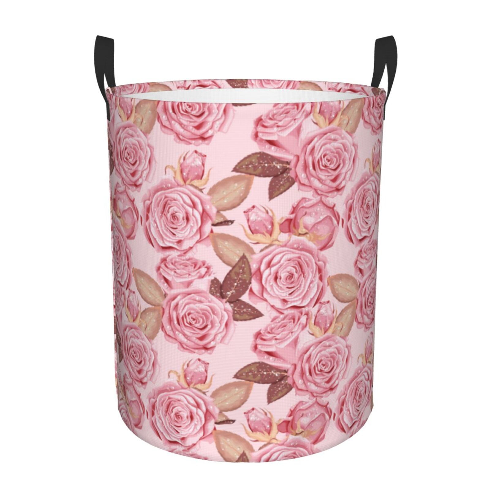 KLL Rose Flowers Waterproof Foldable Laundry Hamper Bucket with Handles ...