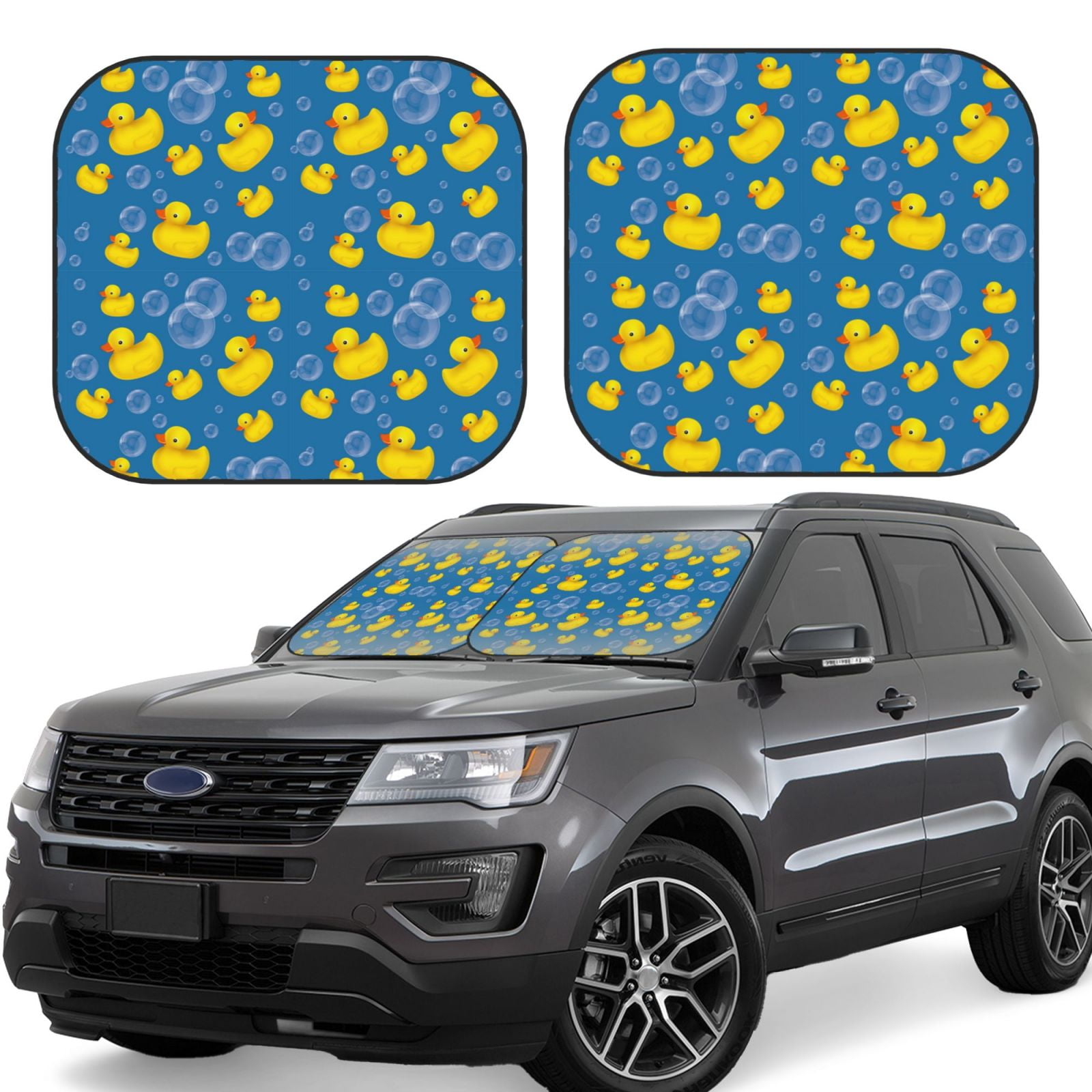 KLL Rubber Duck Windshield Sun Shade 2-Piece Foldable Car Front Window ...