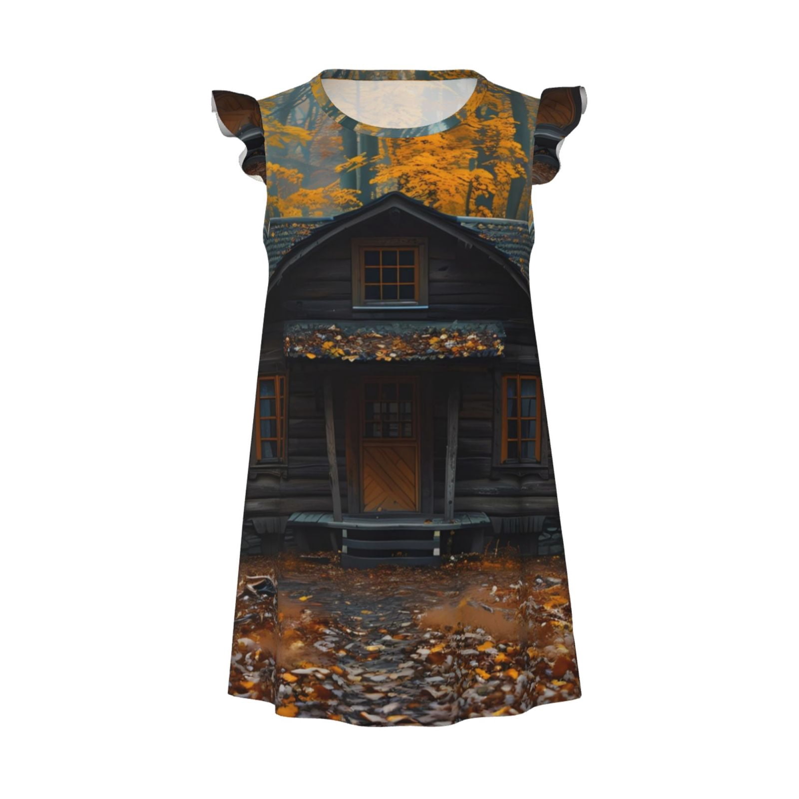 KLL Rustic Cabin Autumn Forest Print Girls Nightgowns Pajamas for Girl ...