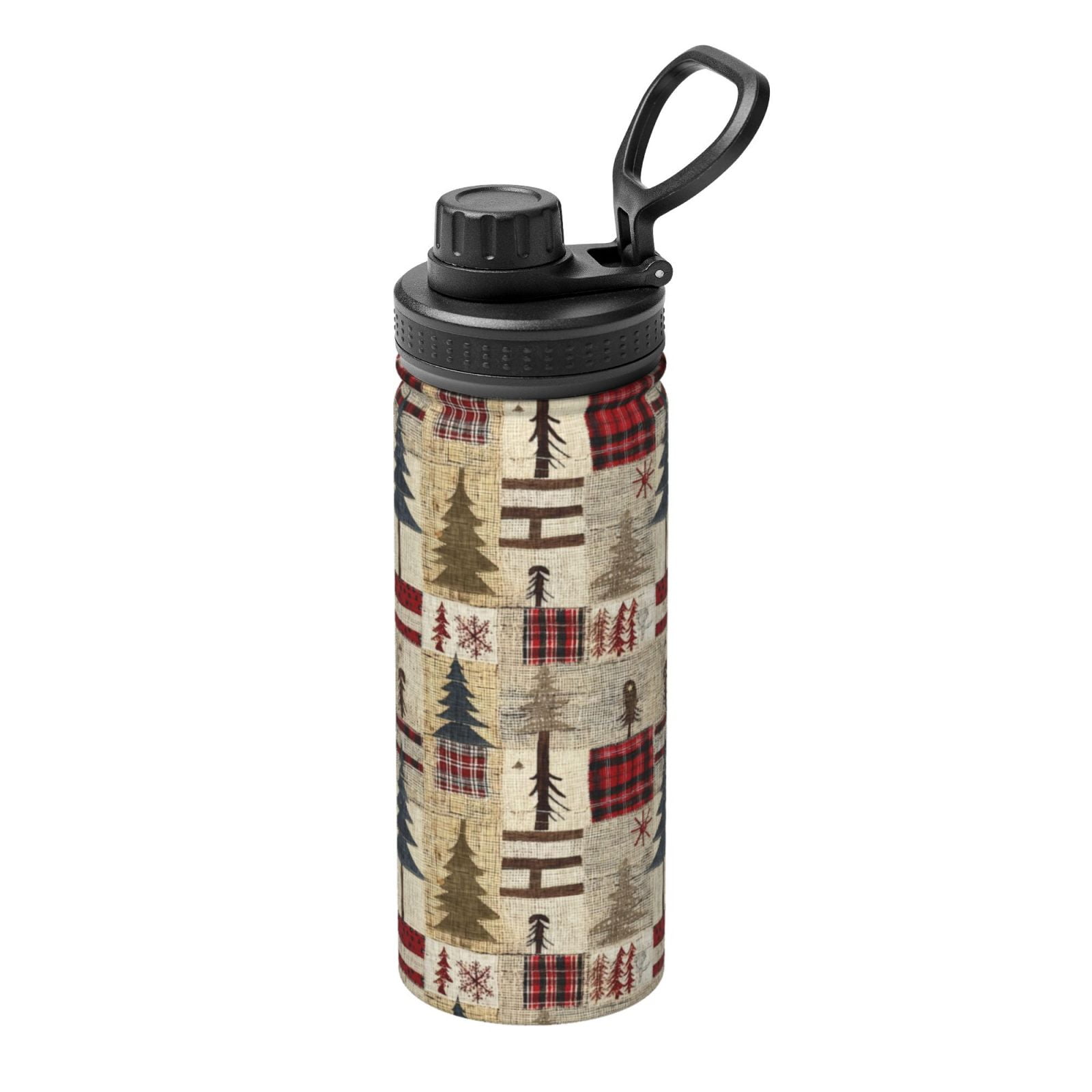 KLL Rustic Plaid Forest Lodge Pattern 18oz Insulated Water Bottle ...