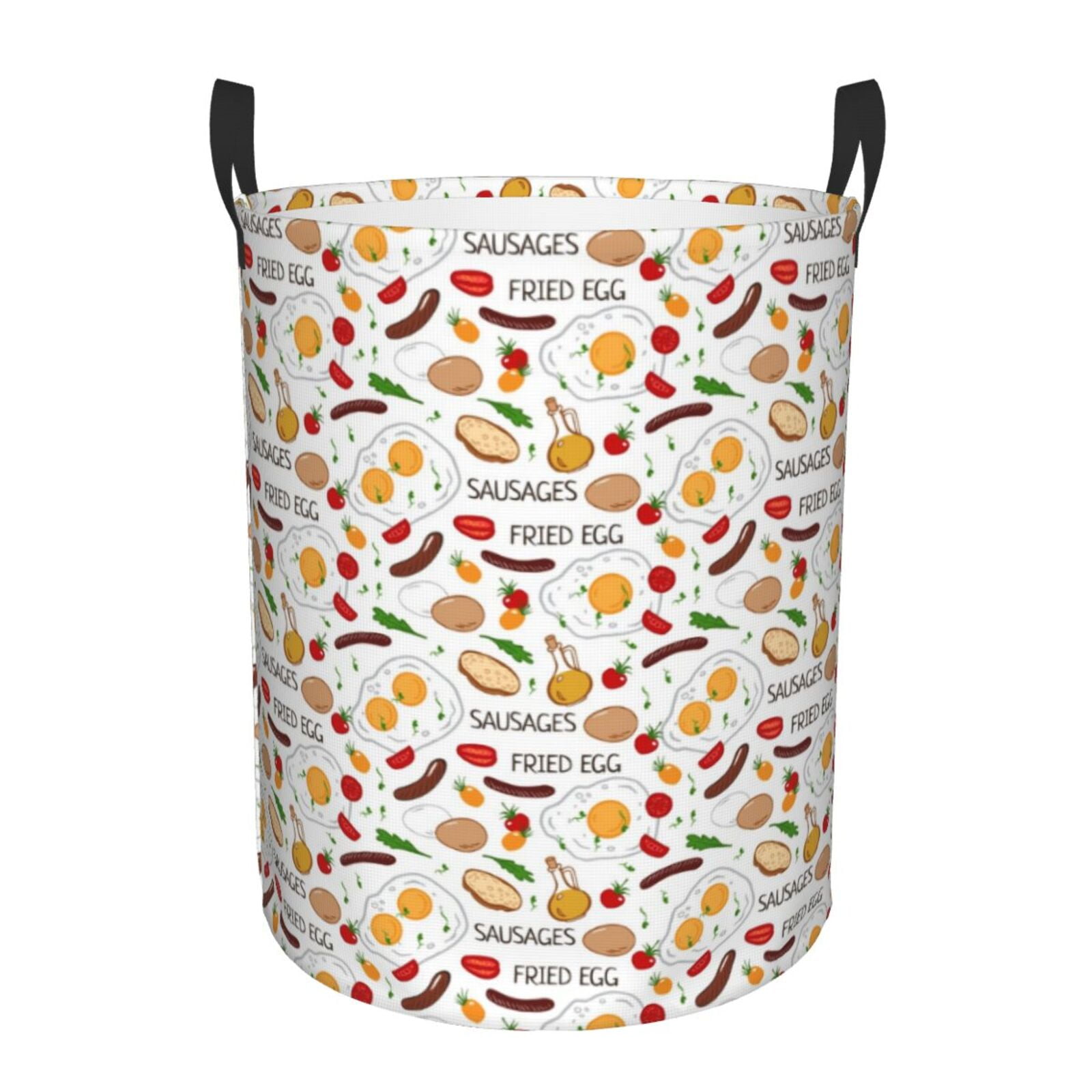 KLL Sausage Tomato Toast Waterproof Foldable Laundry Hamper Bucket with ...