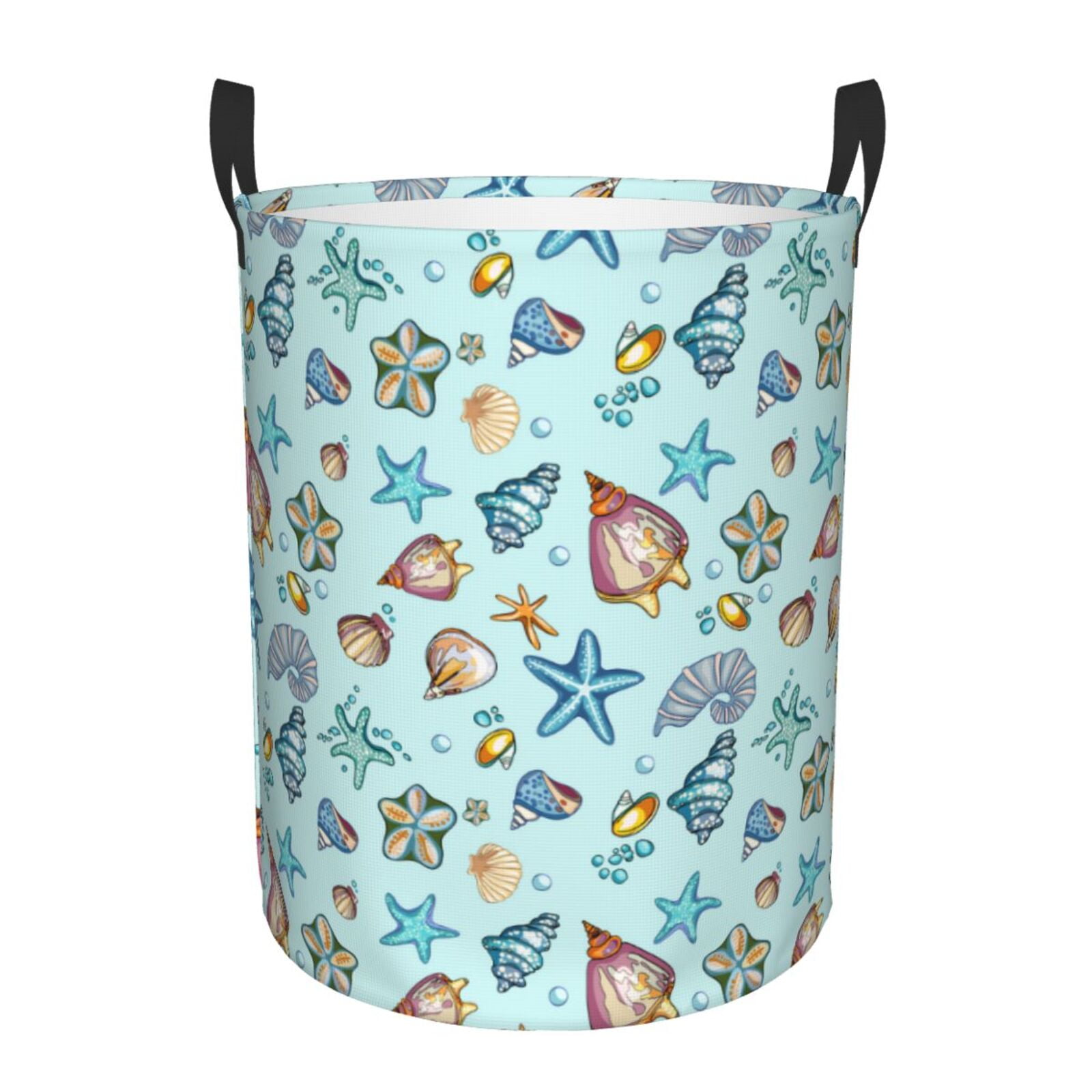 KLL Sea Shells 2 Waterproof Foldable Laundry Hamper Bucket with Handles ...