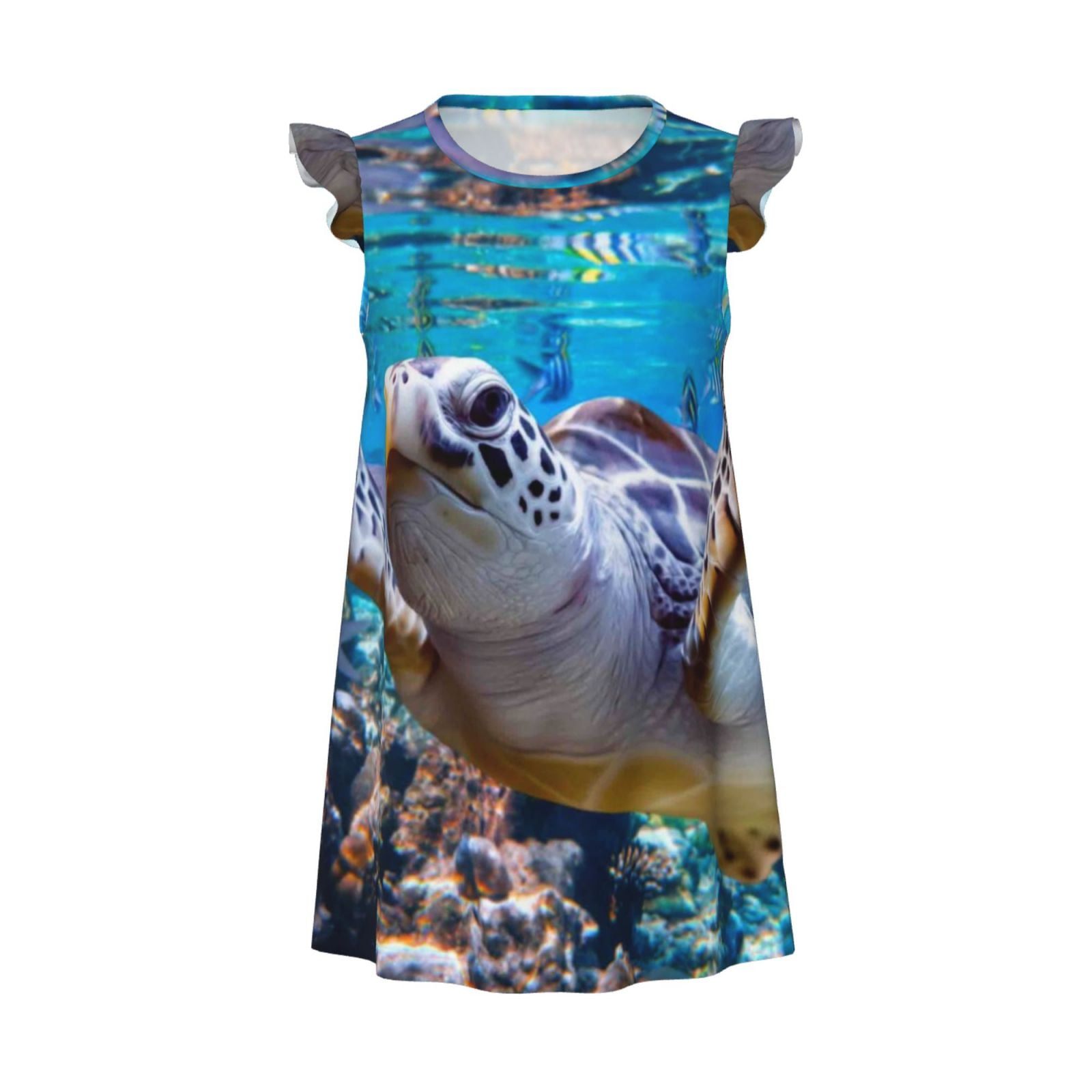 KLL Sea Turtle Swims Print Girls Nightgowns Pajamas for Girl Sleepwear ...