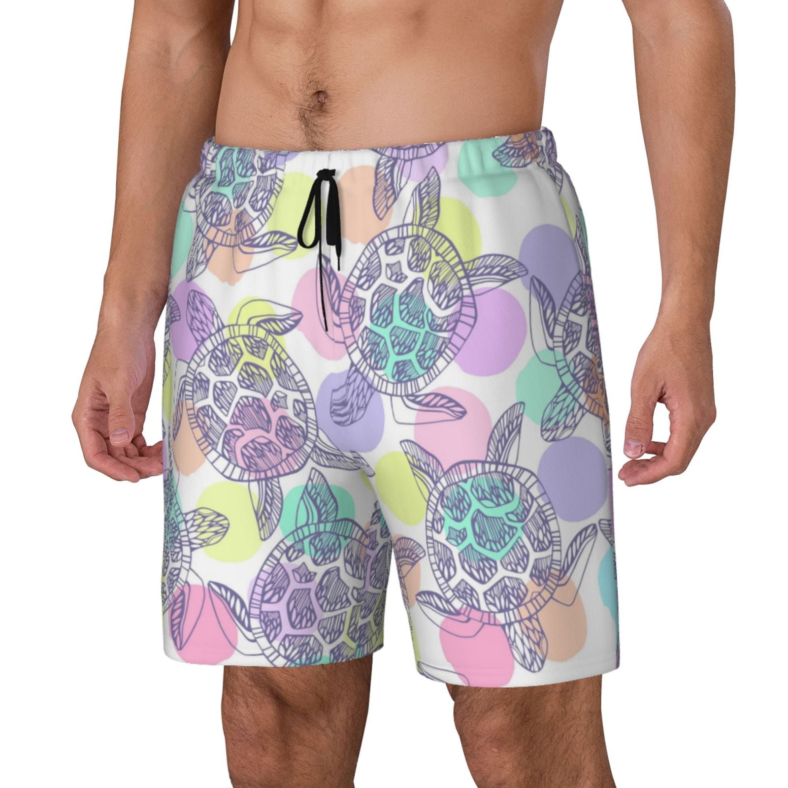 KLL Sea Turtles for Mens Swim Trunks Quick Dry Swim Shorts with Built ...
