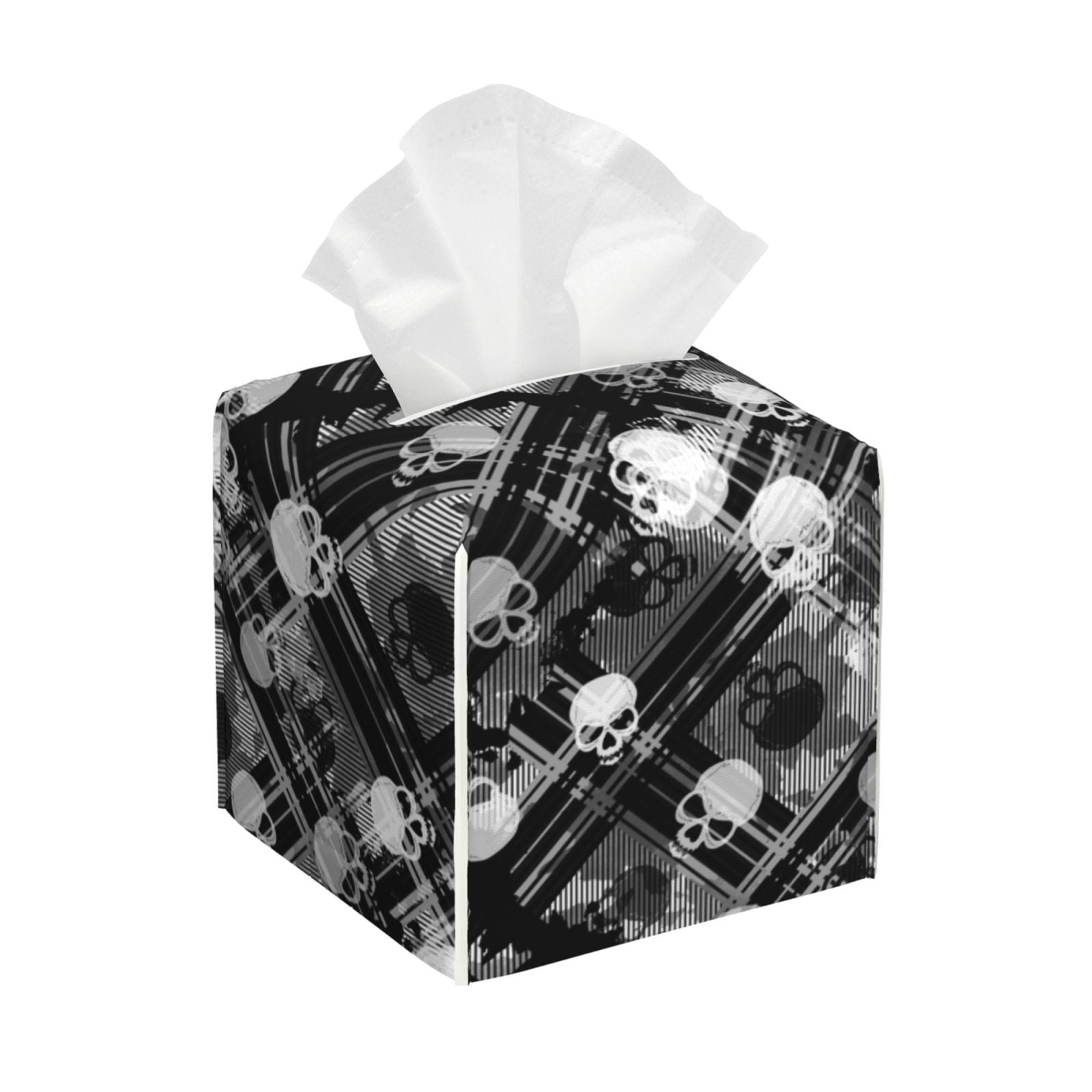 KLL Seamless Pattern With Skulls Print Tissue Box Cover,Leather Tissue ...